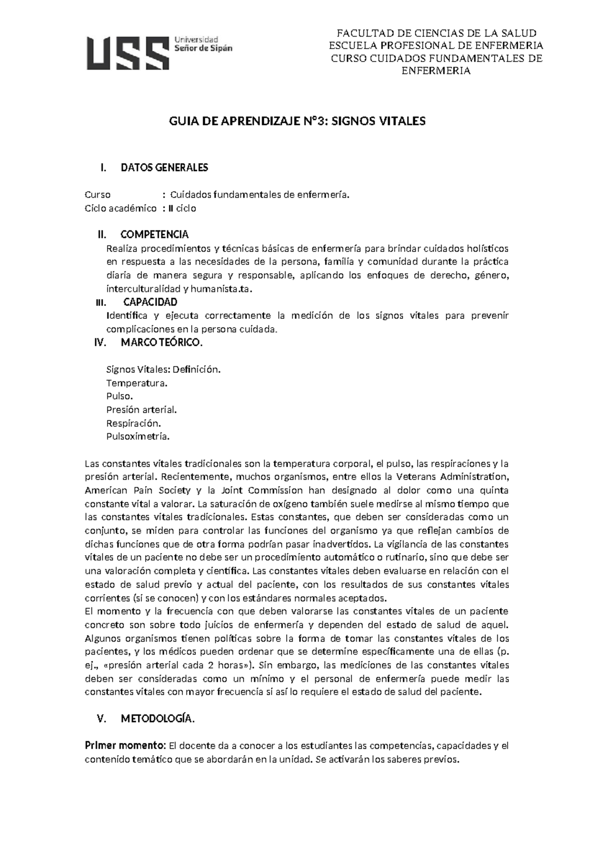 GA- SEM 3 - Guía de Aprendizaje: Signos Vitales en Enfermería - Studocu
