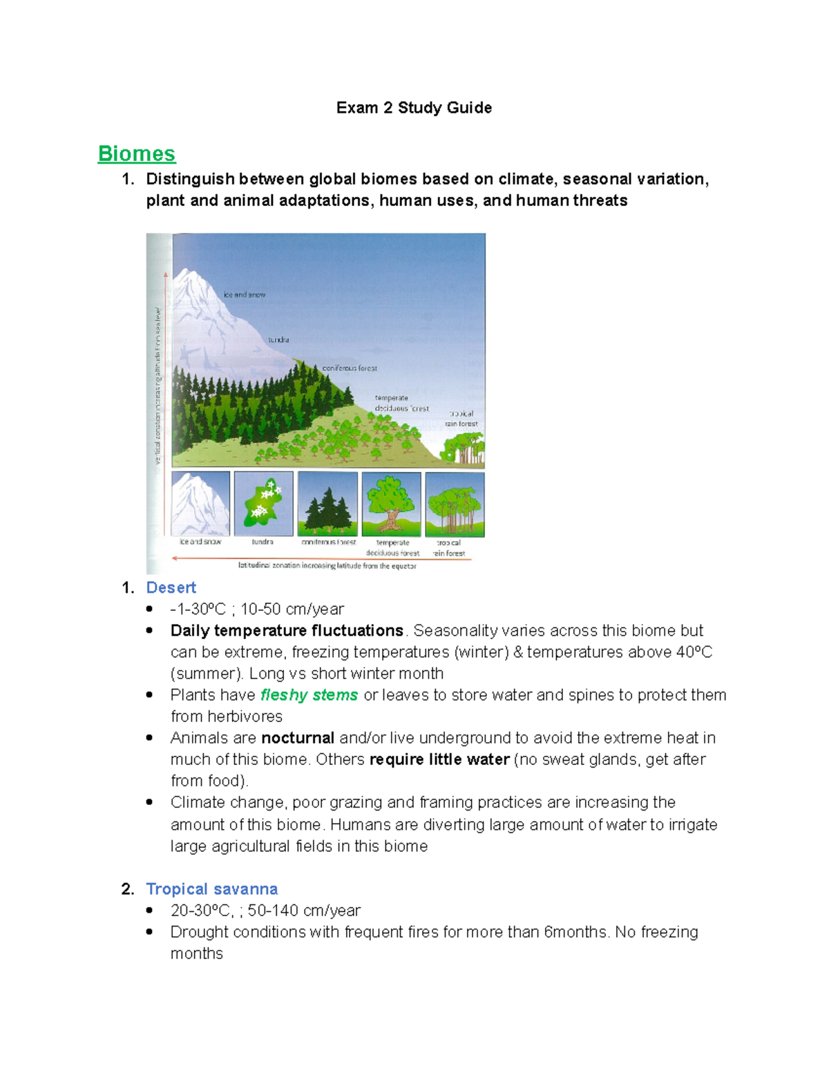 BIOL 101 Exam 2 Study Guide: Biomes, Ecology, Evolution & More - Studocu