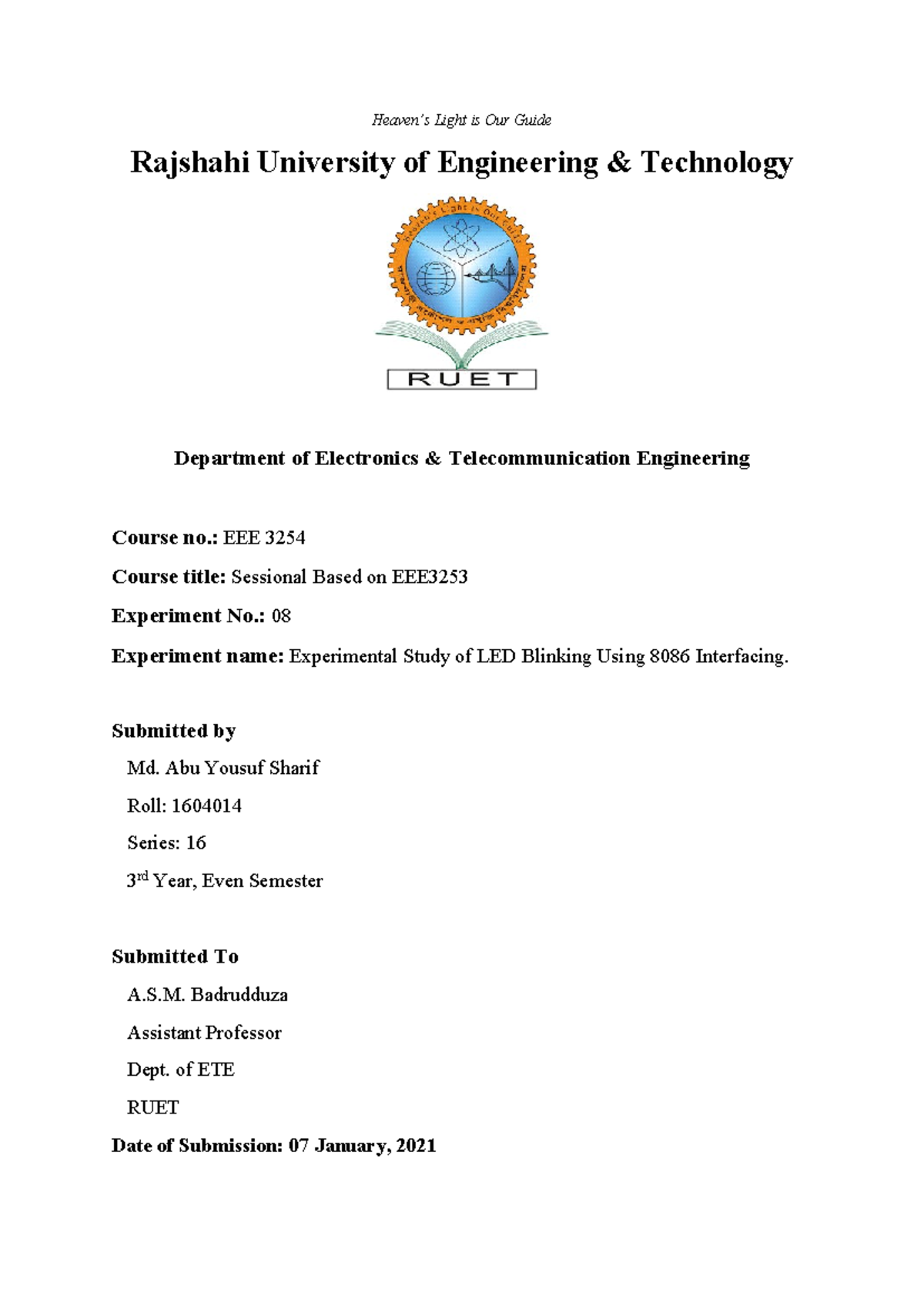 1604014 - Microprocessor Assignment - Heaven’s Light is Our Guide ...