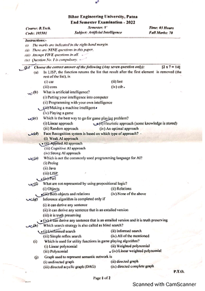 B.Tech 100304 Data Structures & Algorithms End Sem Exam 2022 - Studocu