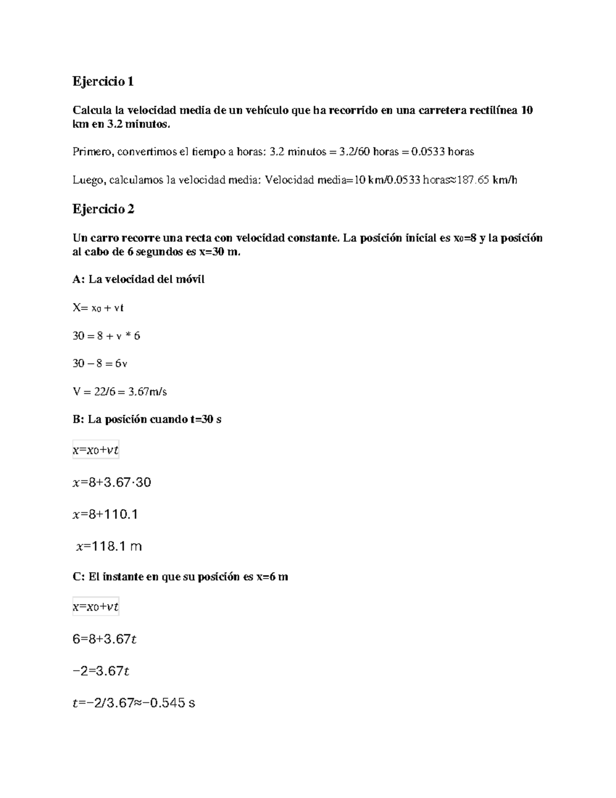 Práctica 2: Ejercicios de Velocidad y Movimiento en Física - Studocu