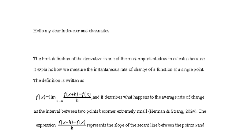 Calculus 101: Limit Definition of the Derivative - Unit 2 Discussion ...