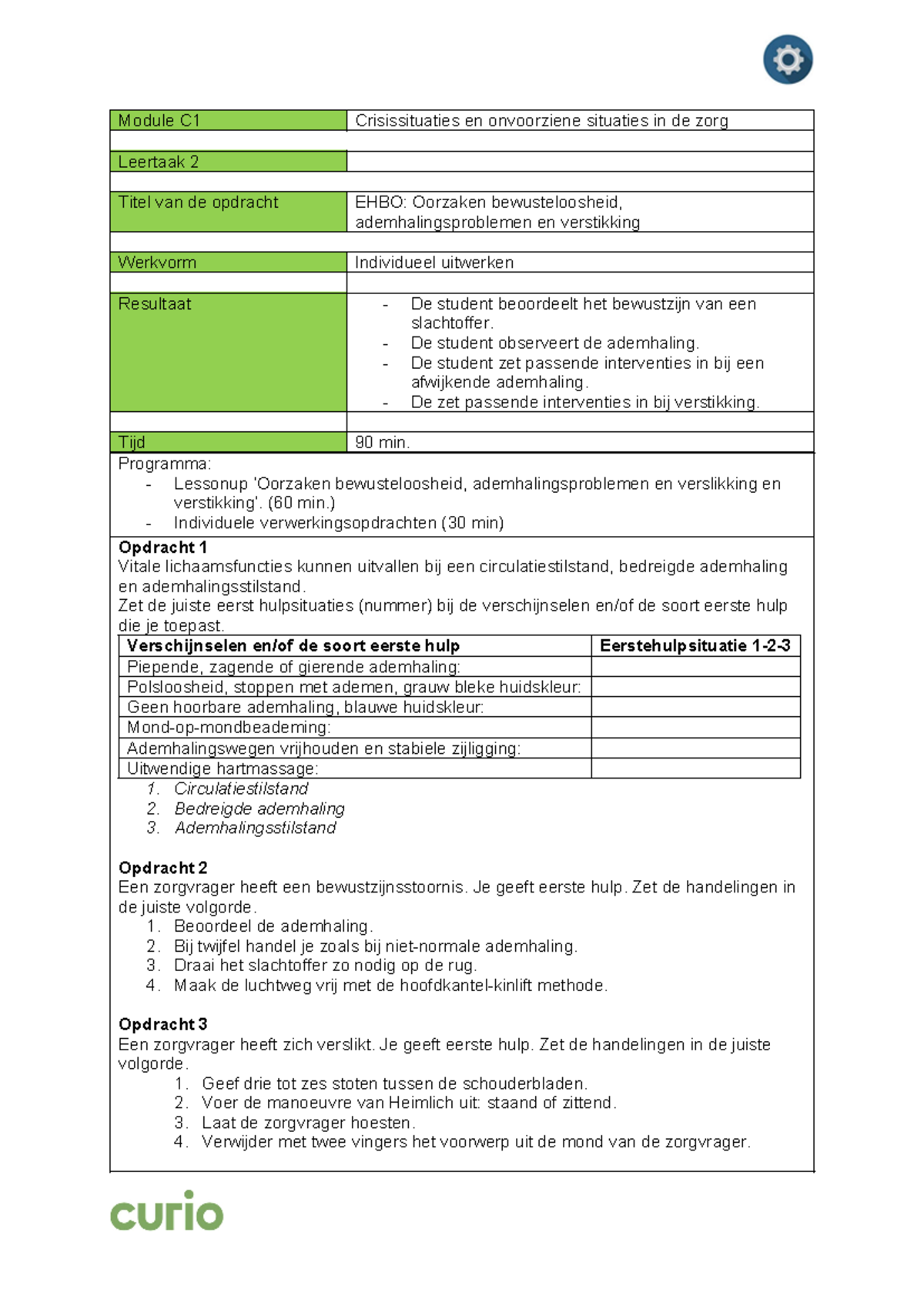 C1 Module Oefeningen: Eerste Hulp bij Bewusteloosheid en Ademhaling ...