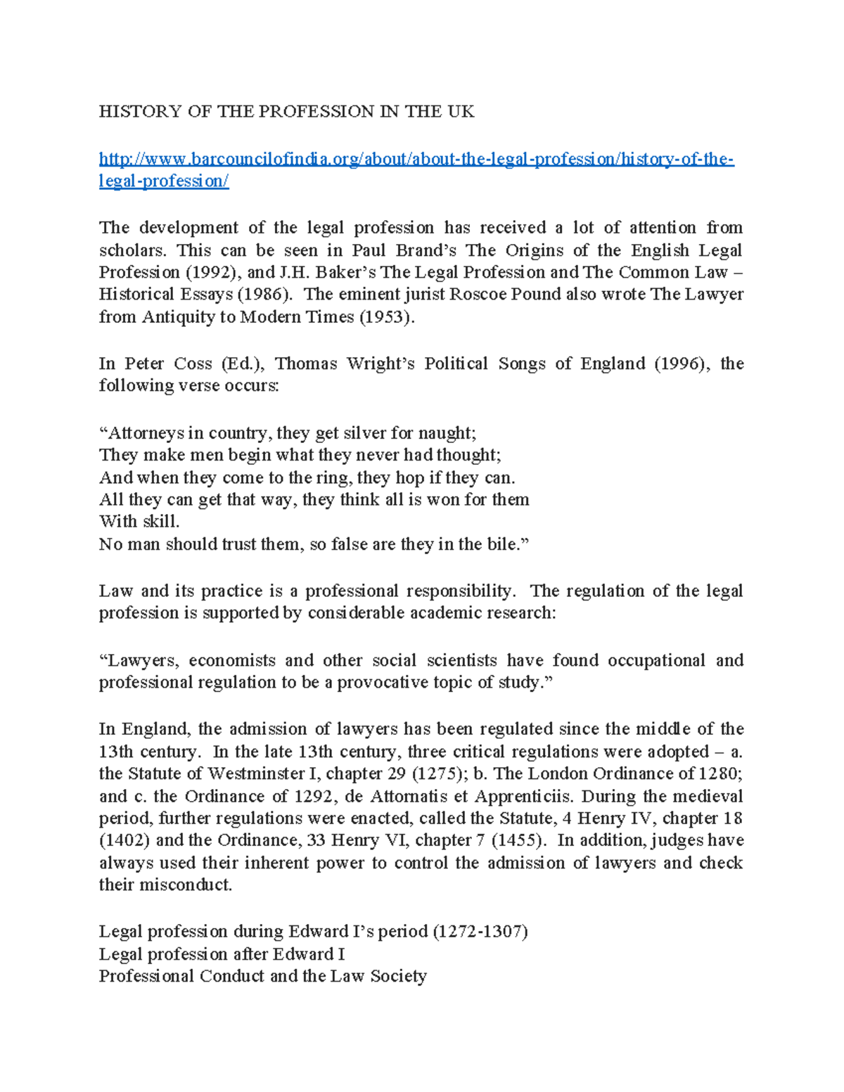 History OF THE Profession IN THE UK - HISTORY OF THE PROFESSION IN THE ...