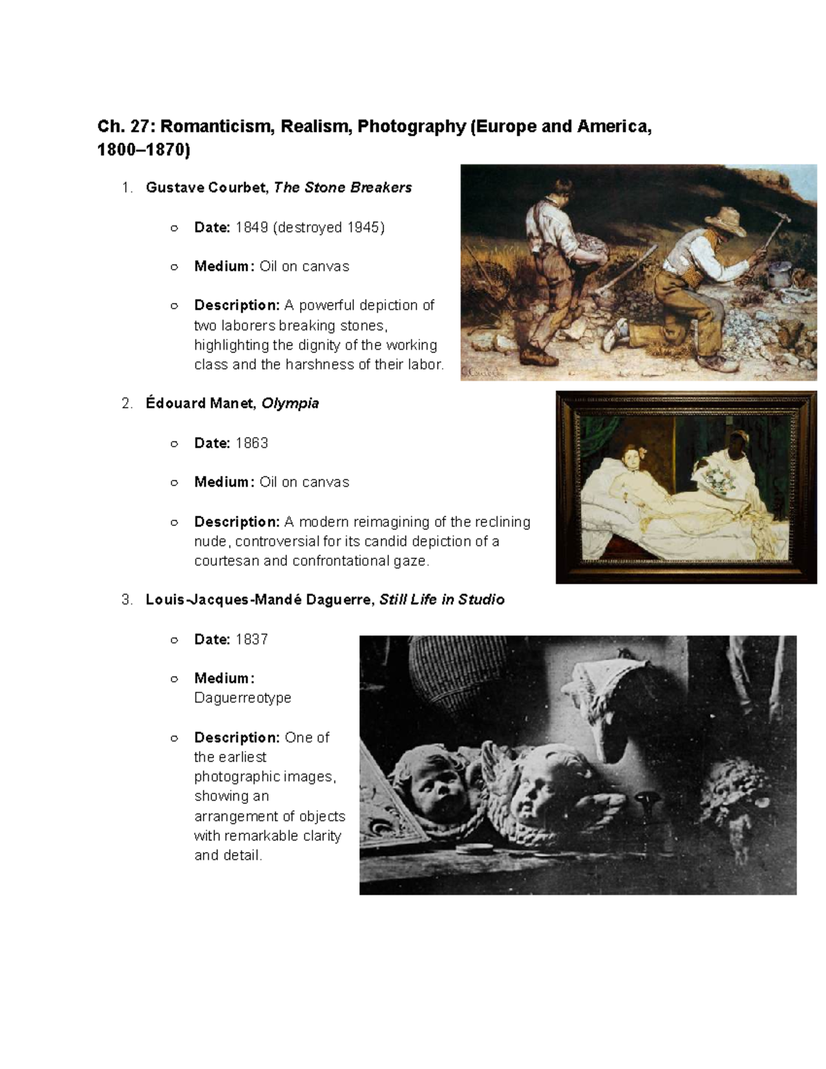 Ch. 27-31: Art Movements from Romanticism to Postmodernism (1800-1980 ...