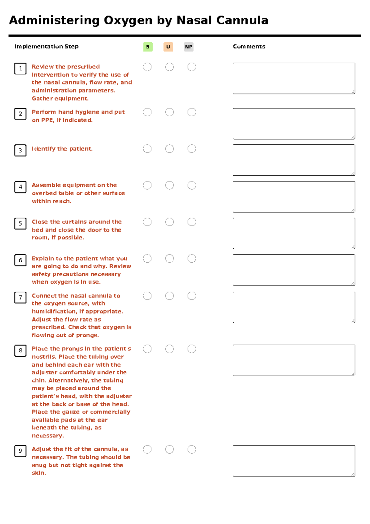 Administering Oxygen via Nasal Cannula: Step-by-Step Guide - Studocu