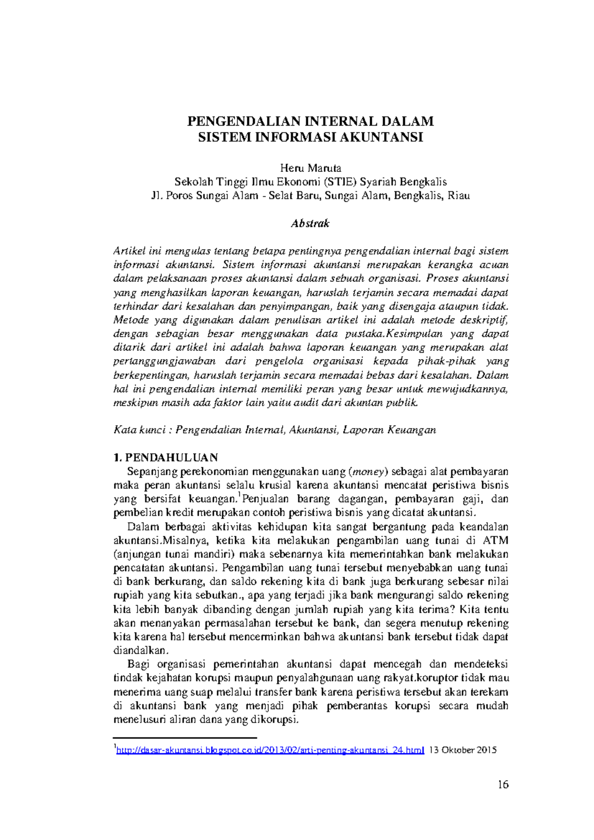 [ Jurnal] Pengendalian Internal pada SIA: Pentingnya untuk Akuntansi ...