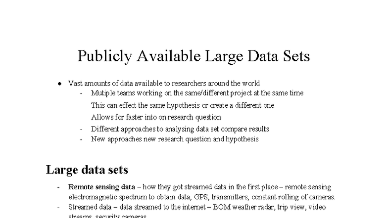 Large Data Sets and Paradigm Shifts in Research Analysis - Studocu