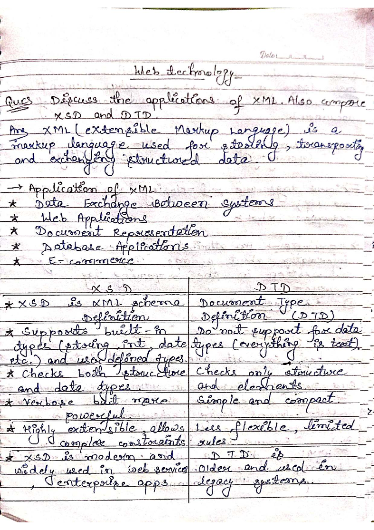 Web Technology (WT) Assignment 1: Key Questions on XML and HTML - Studocu