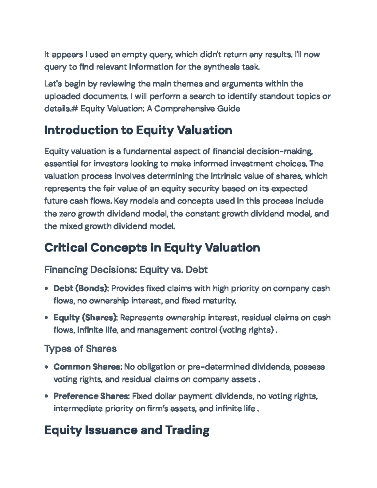 Equity Valuation Models and Techniques: A Comprehensive Guide (FIN201 ...