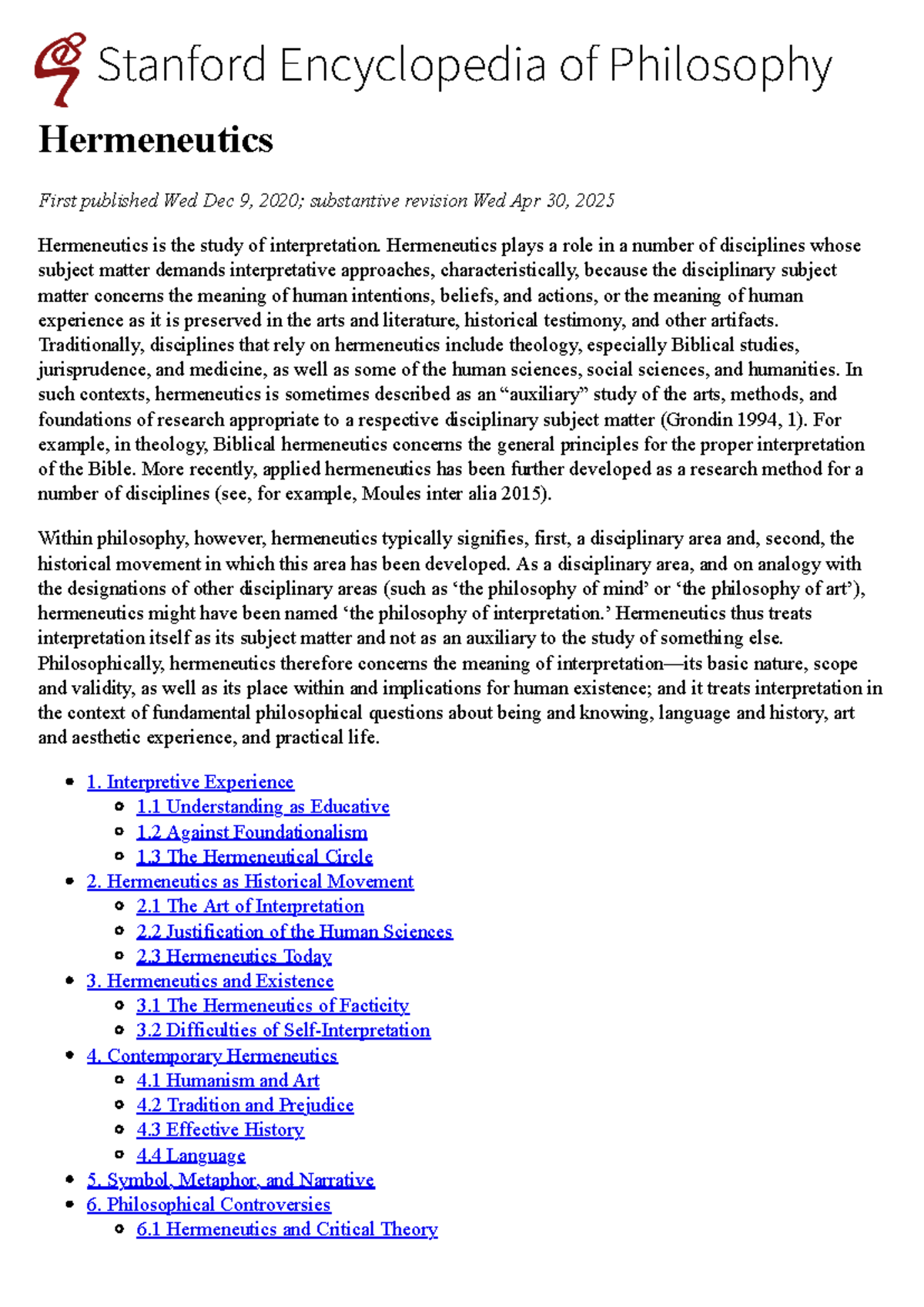 Hermeneutics: A Comprehensive Study of Interpretation and Its Philosophical - Studocu