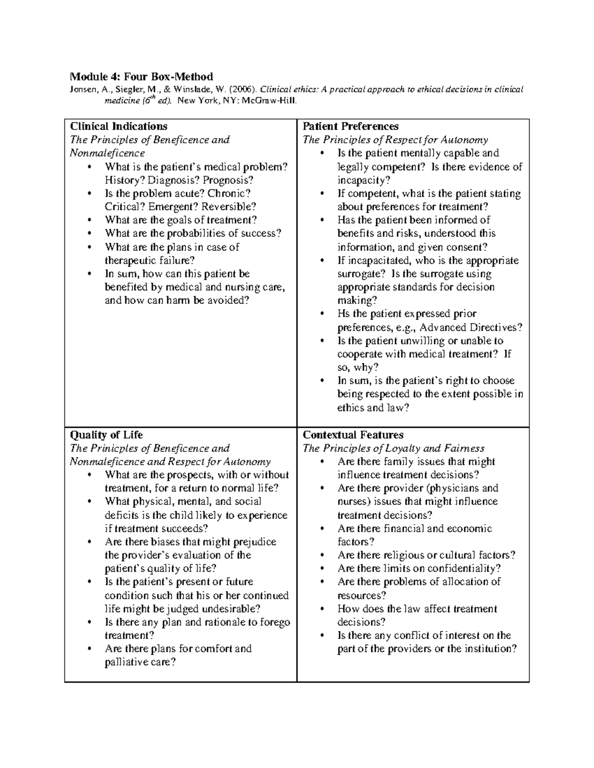 Handout Four Box Method Review Document - Module 4: Four Box-Method ...