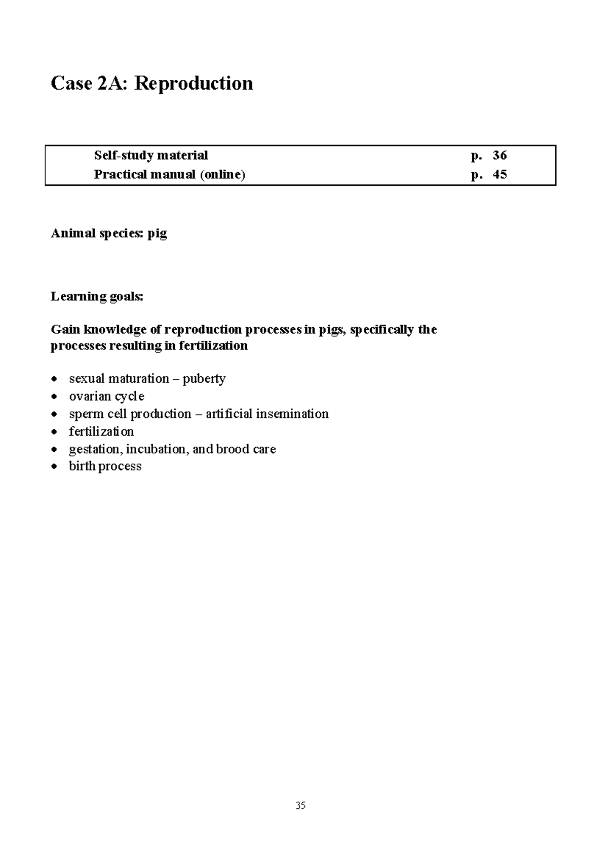 Case Study: Reproduction in Pigs - Self-Study Material - Studeersnel