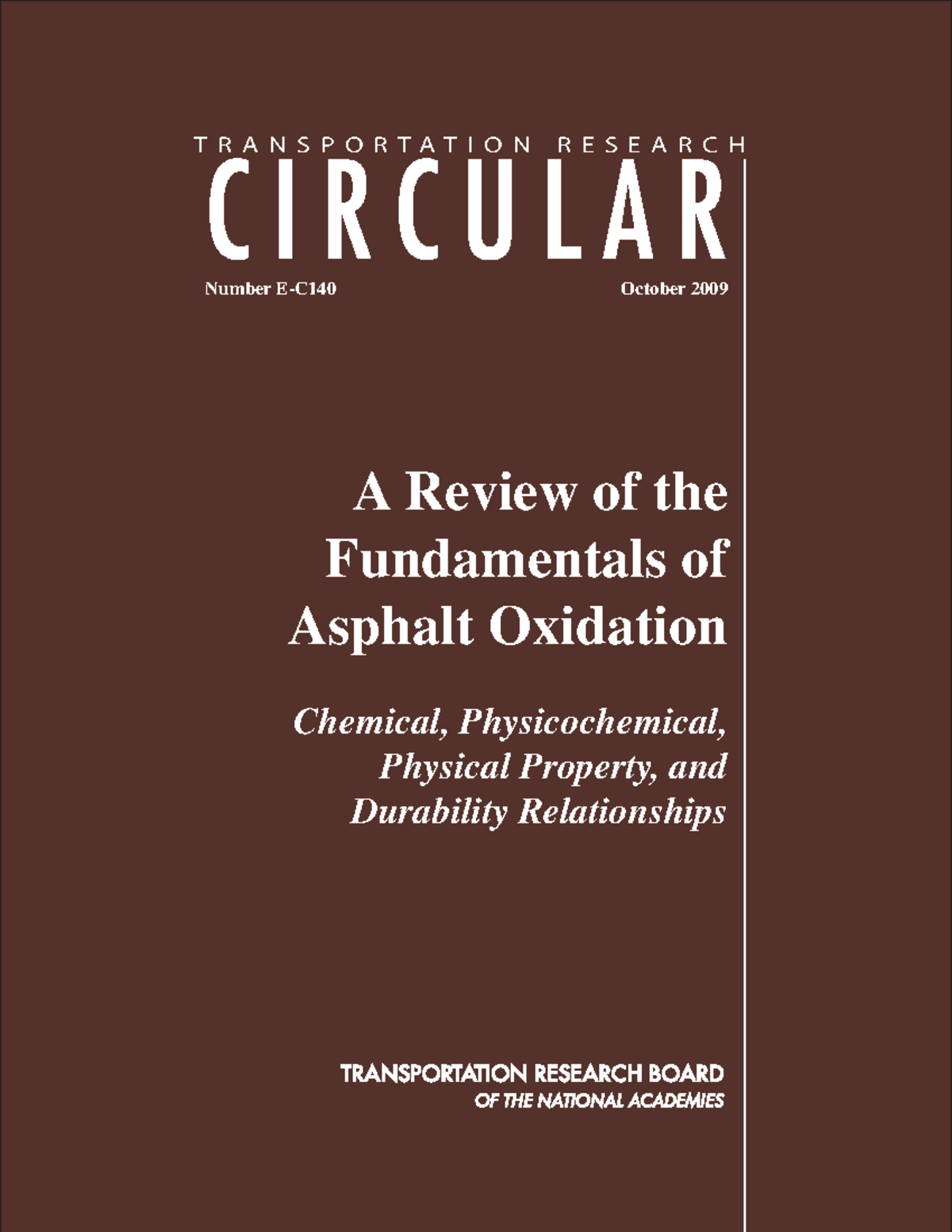 2009 TRRB Circular E-C140: Asphalt Oxidation Fundamentals Review - Studocu