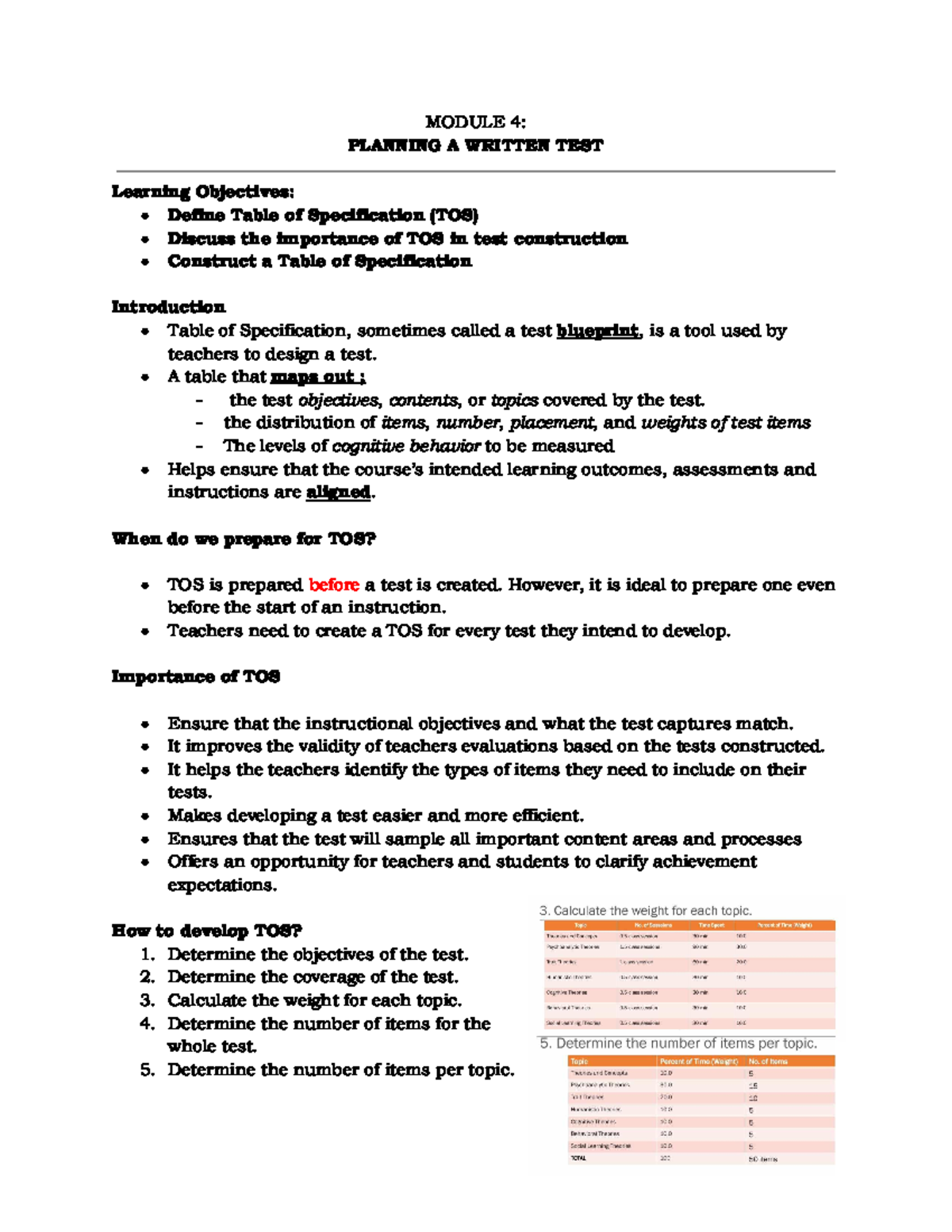 Group 4 Written Report: Planning a Written Test (TOS) Analysis - Studocu
