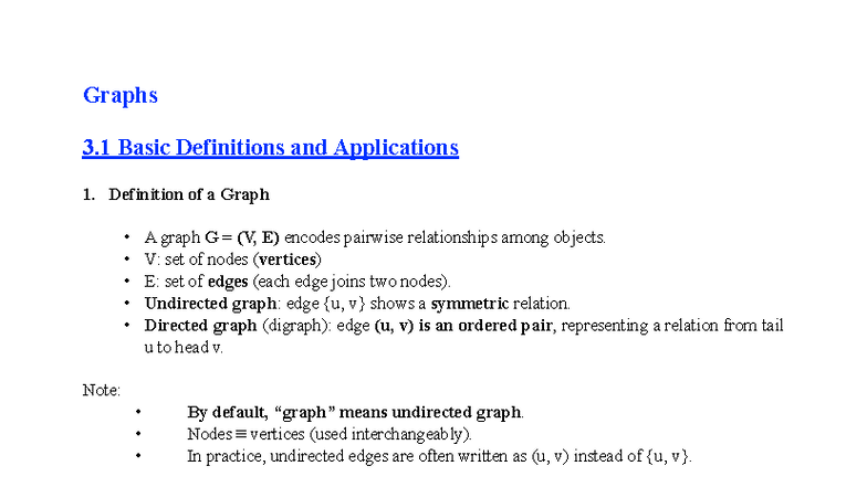 Graphs 3 1 Basic Definitions And Applications In Graph Theory Studocu