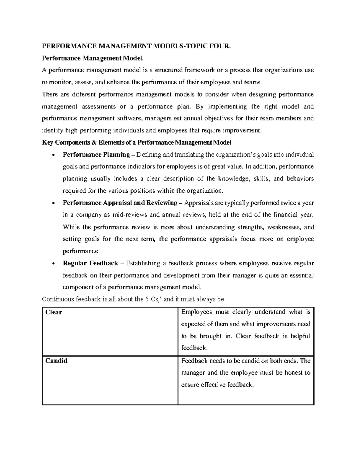 PERFORMANCE MANAGEMENT MODEL: STRATEGIES & BEST PRACTICES (HRM 101 ...