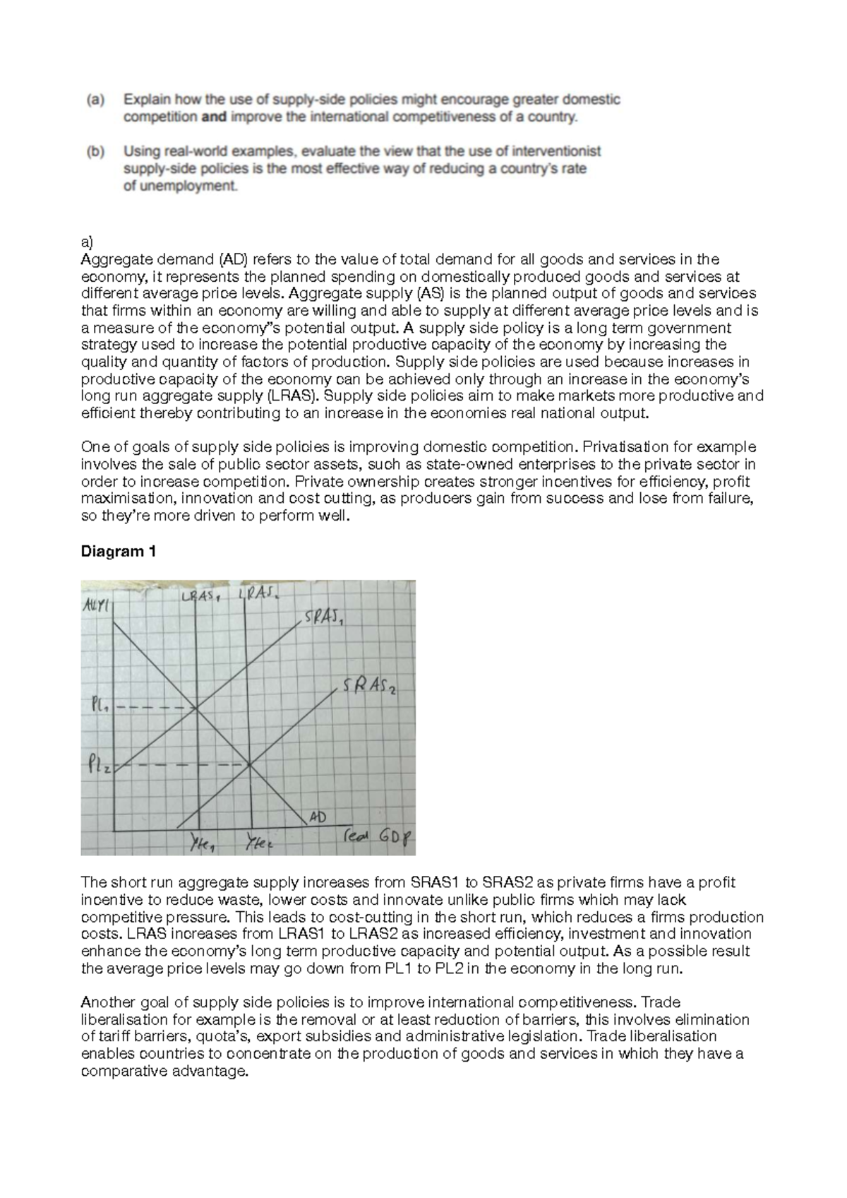 Macro Essay - Aggregate Demand and Supply Side Policies Analysis - Studocu