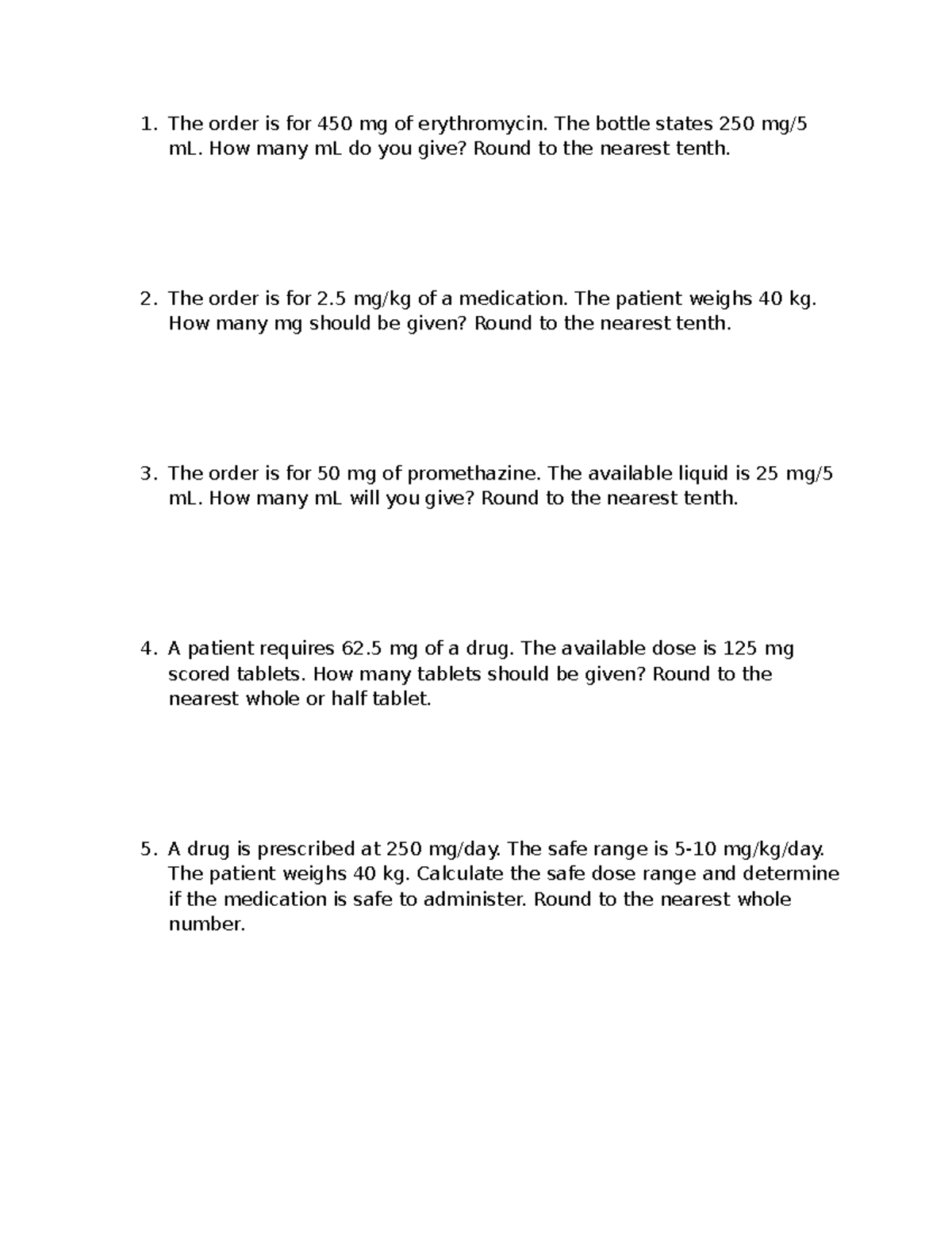 Dosage Calculation Practice for Nursing Students (NUR 101) - Studocu