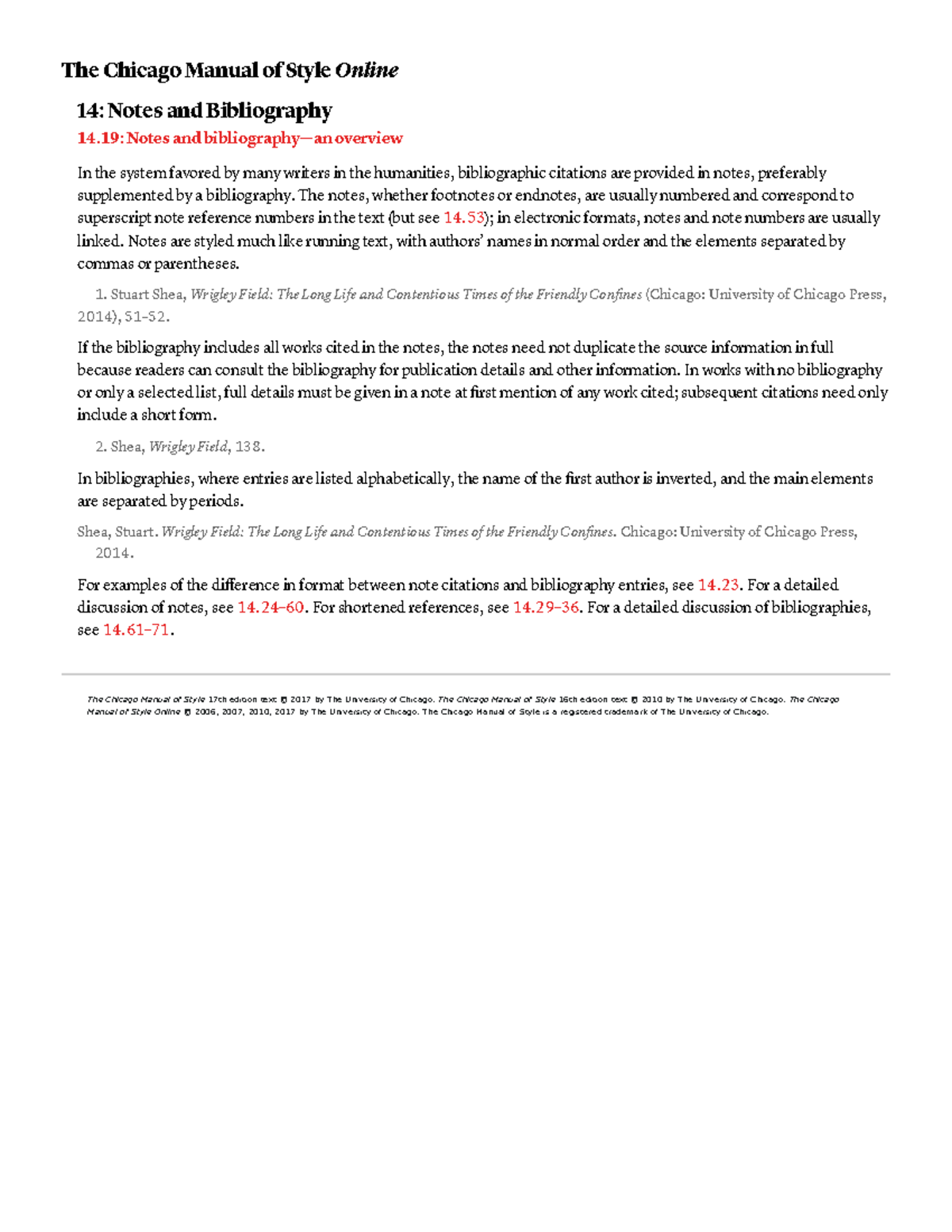 CMOS 17th Edition: Notes & Bibliography Overview - Studocu