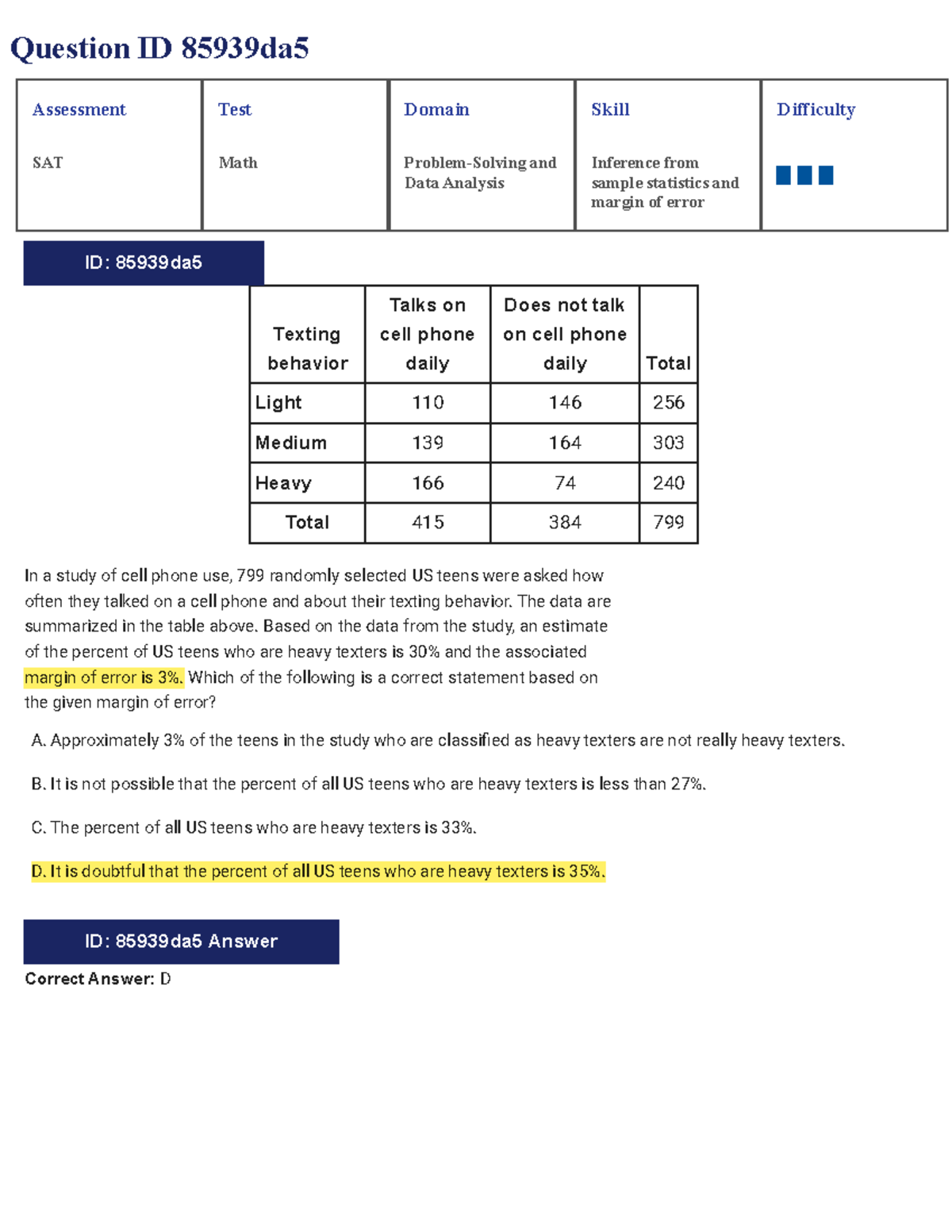 Analysis of SAT Math Data: Problem-Solving & Data Analysis - Studocu