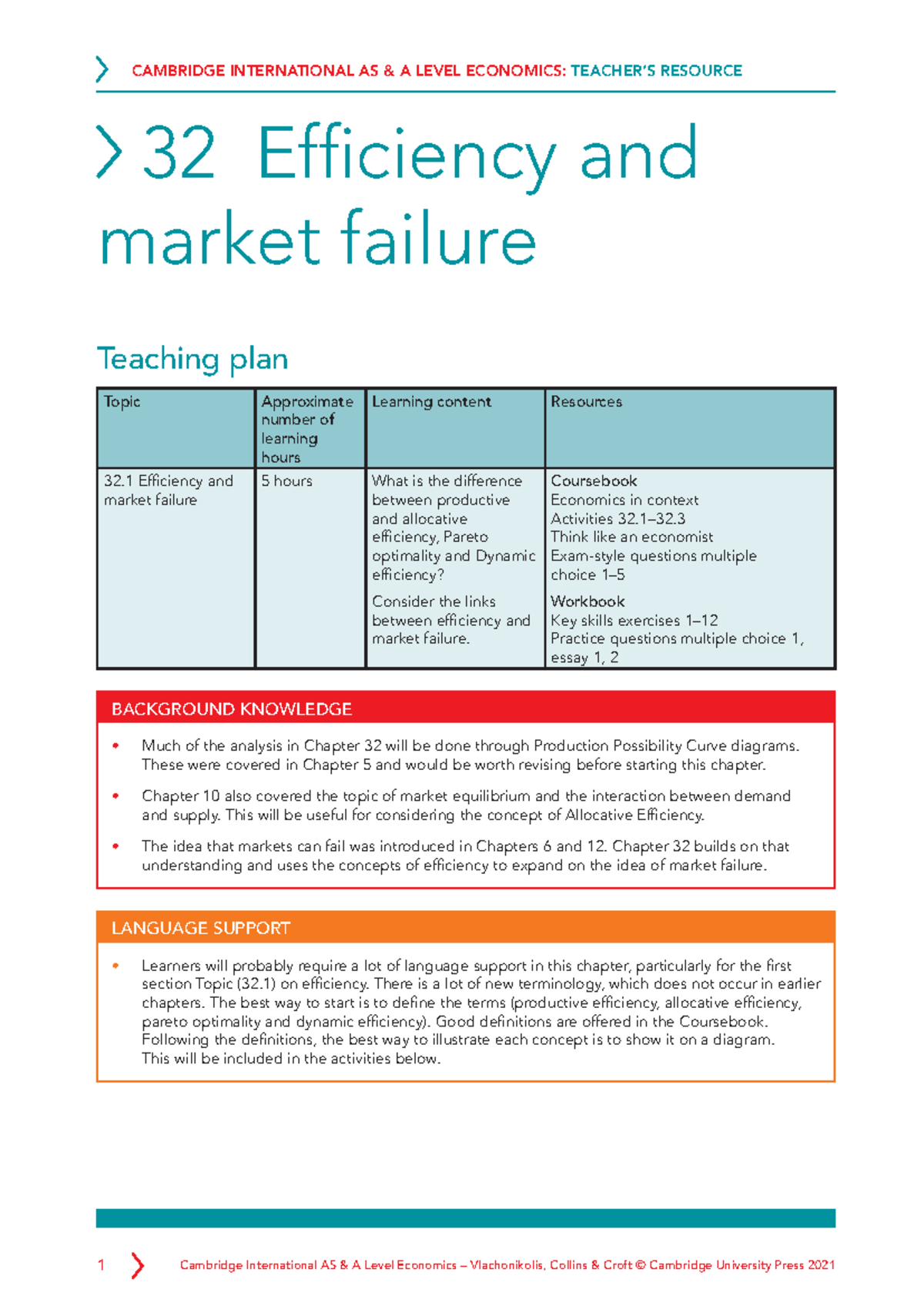 Ch32 Teaching Notes on Efficiency and Market Failure Concepts - Studocu