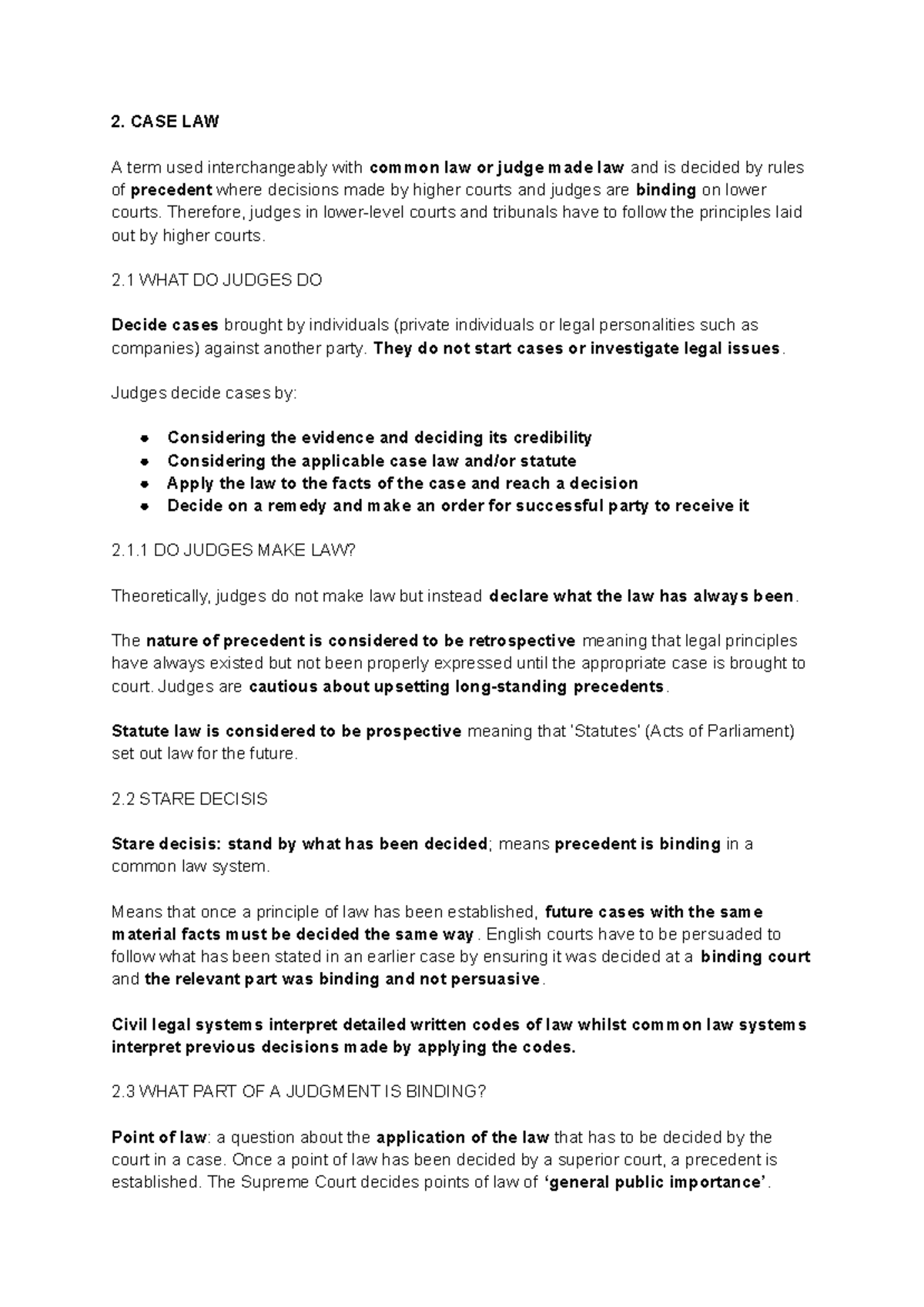 LAW 101: Workshop 1 - Understanding Case Law and Precedent - Studocu