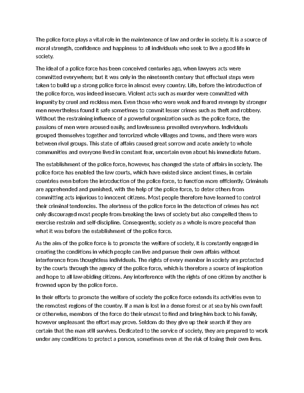 The Role of the Police Force in Society: A Historical Perspective - Studocu