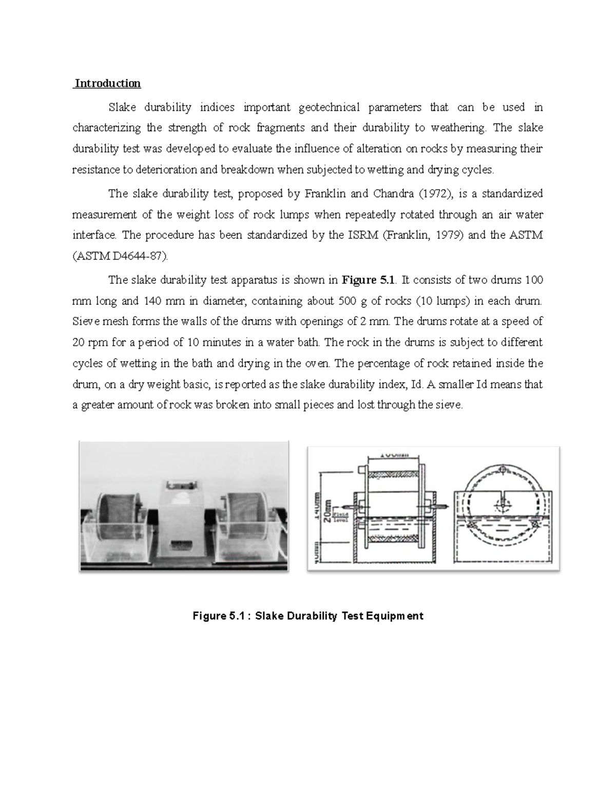 LAB REPORT slake durability - Introduction Slake durability indices ...