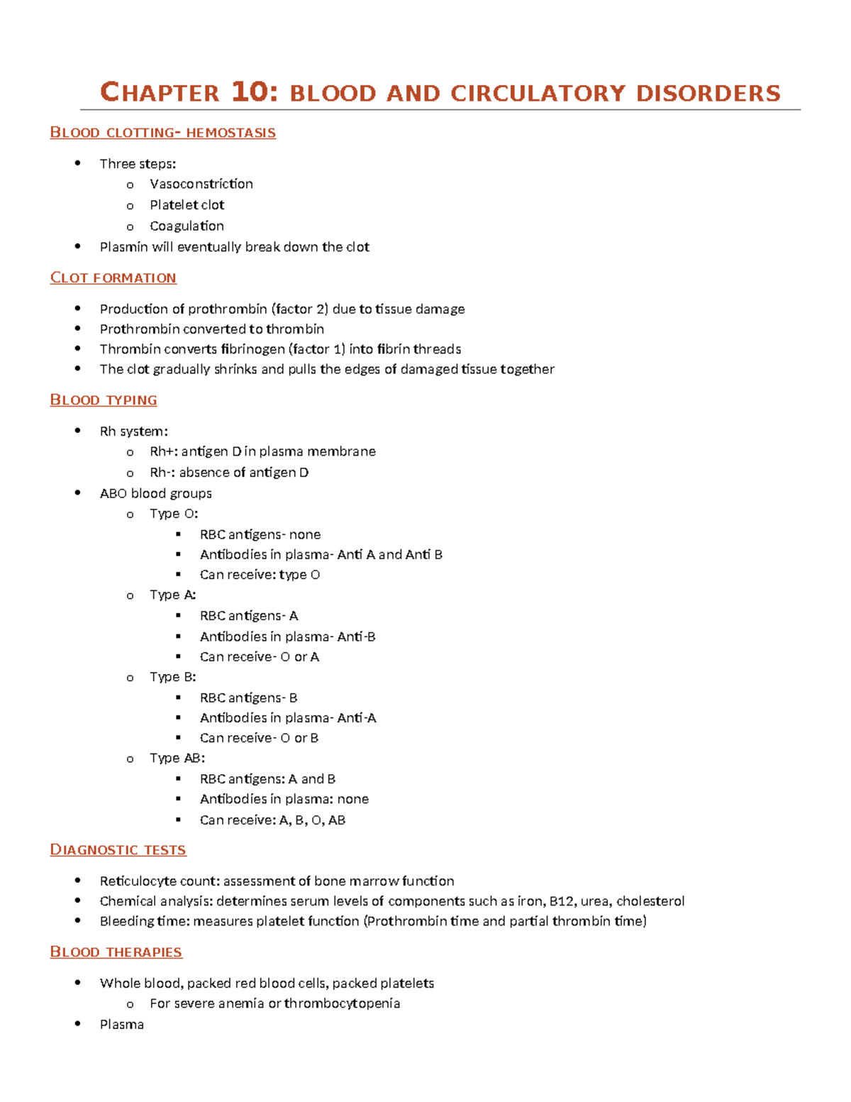 Chapter 10: Blood & Circulatory Disorders - Overview & Key Concepts ...