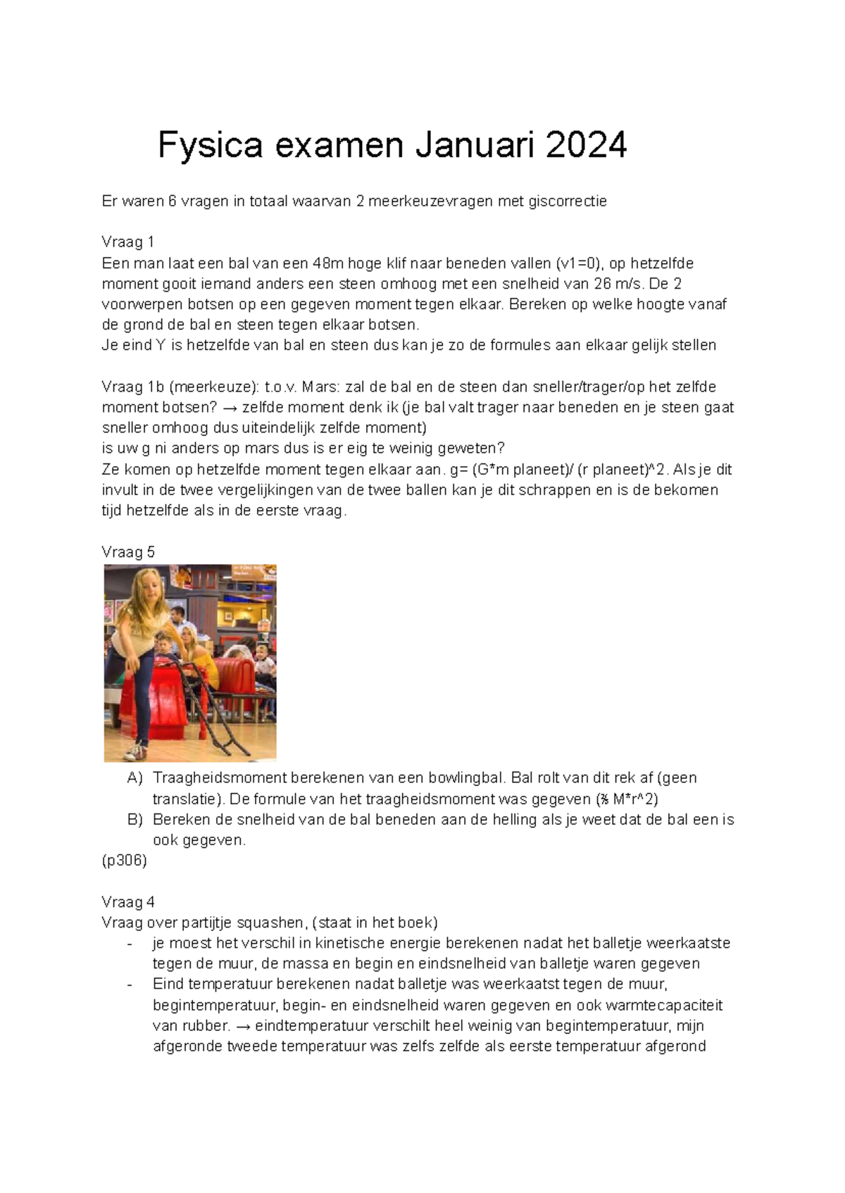 Fysica Examen Januari 2024: Vragen en Oplossingen - Studocu