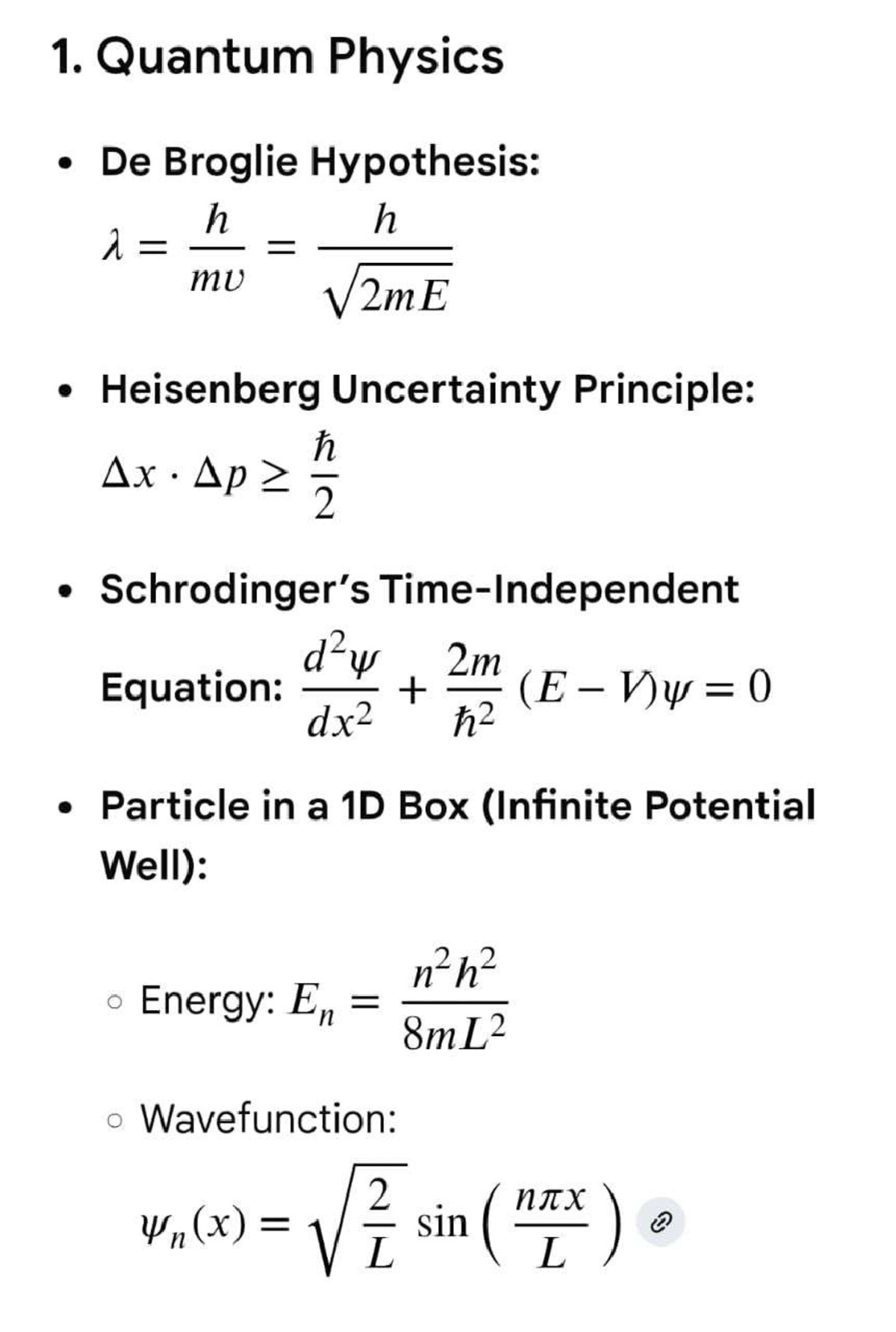 Quantum Physics Formulas: De Broglie & Heisenberg Principles - Studocu