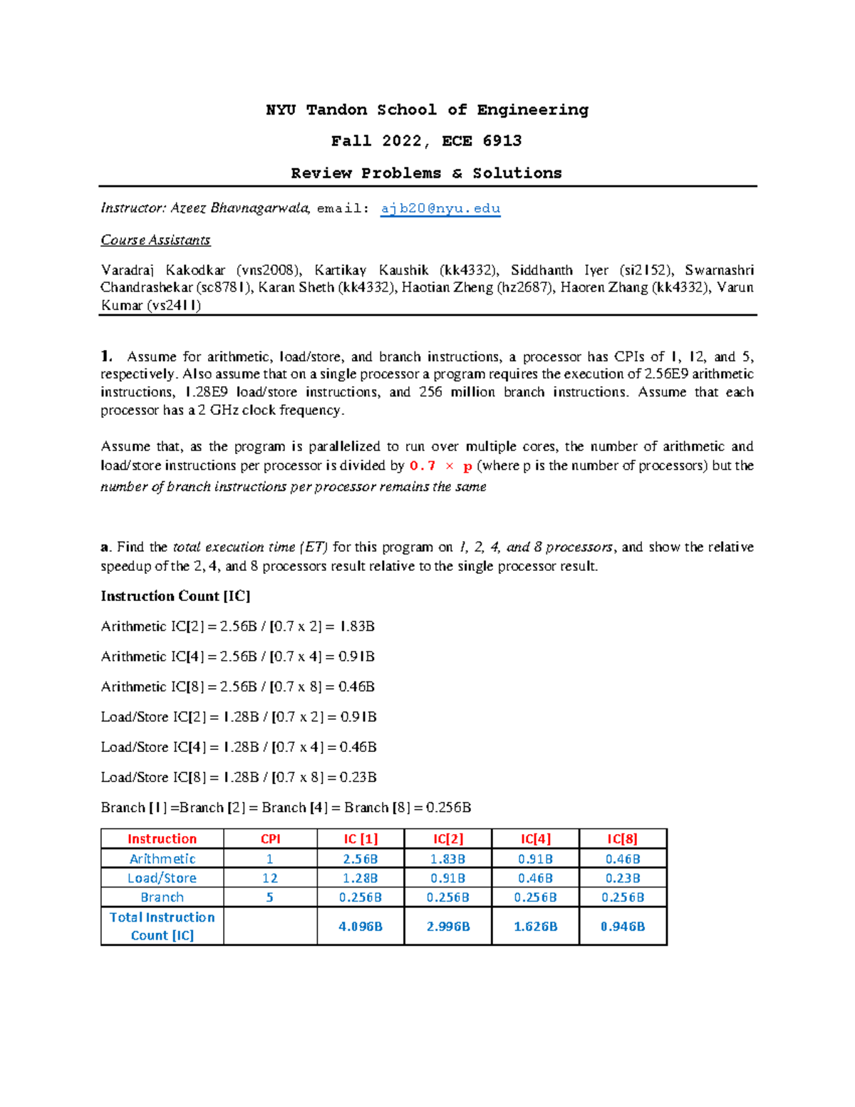 Quiz 1 Review Problems and Solutions - NYU Tandon School of Engineering Fall 2022, ECE 6913 ...