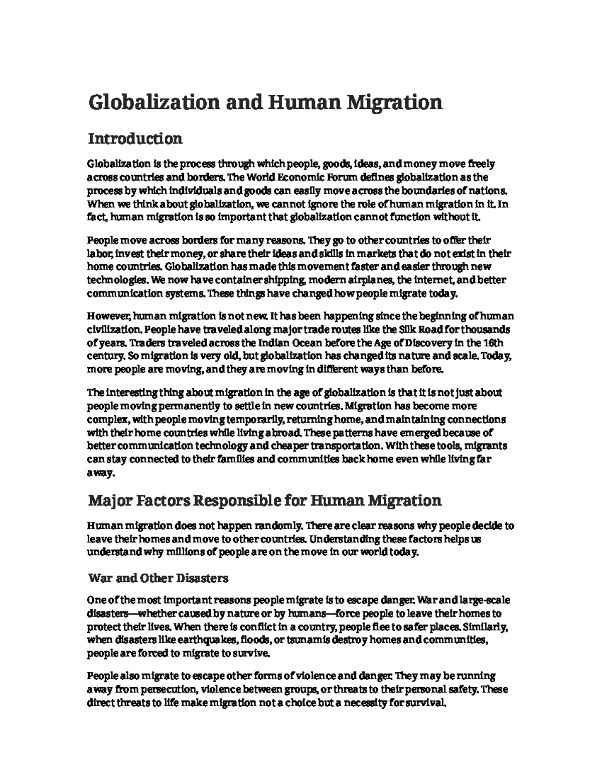 Globalization and Human Migration: Key Insights and Models - Studocu