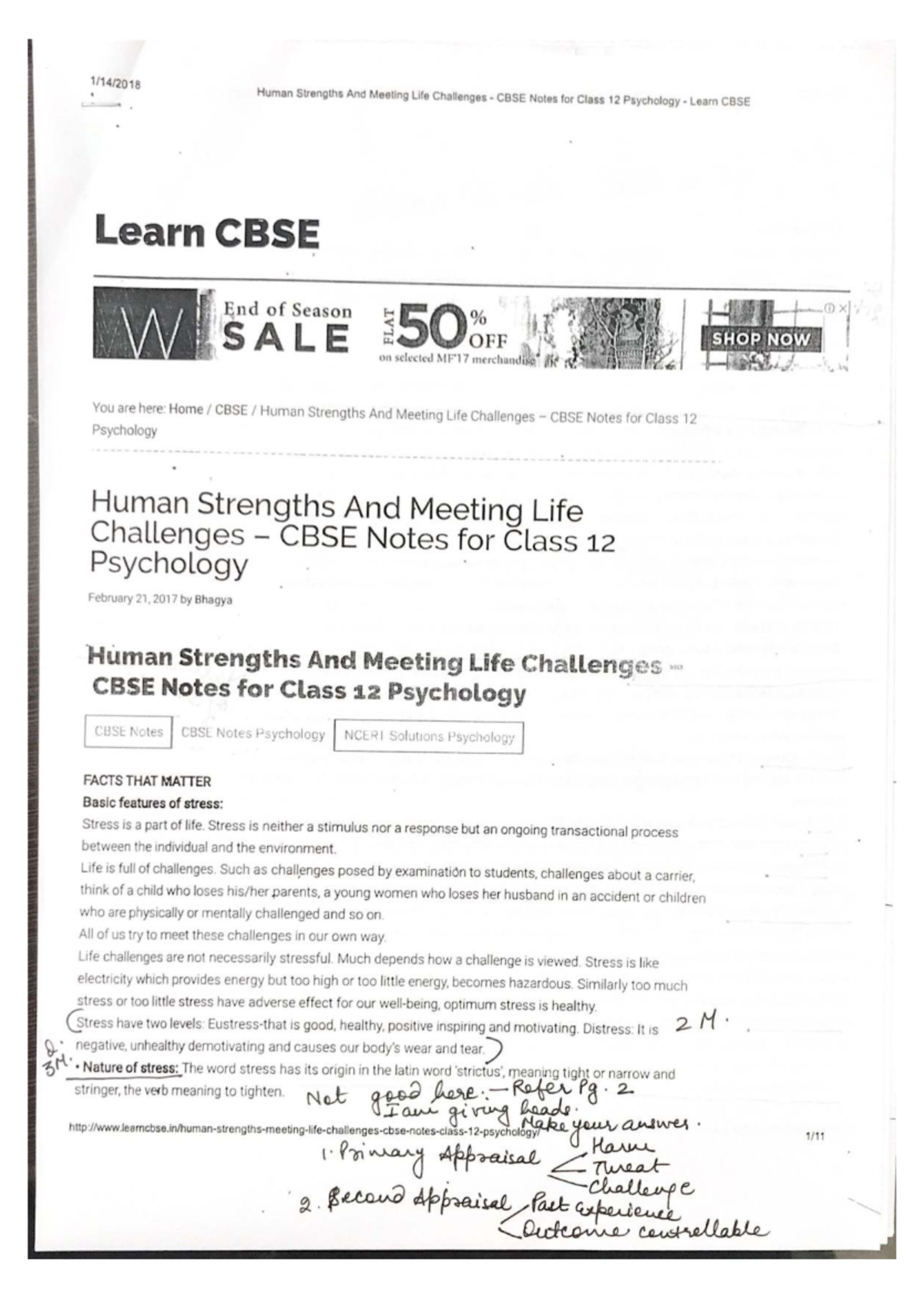Human strengths and meeting life challenges CBSE notes for class 12 ...