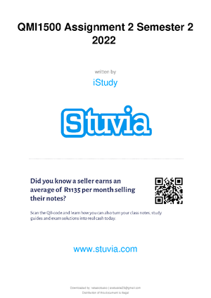 [Solved] UNISA 2023 QMI150023S2 Welcome Message Assessment 7 QUIZ ...