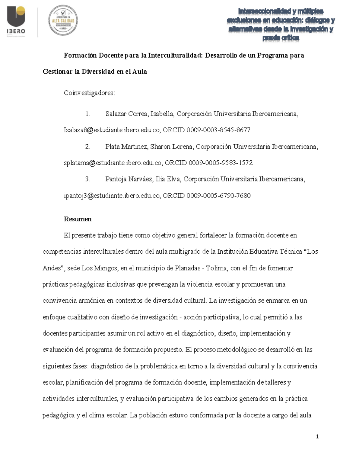 Formación Docente para la Interculturalidad: Estrategias Inclusivas en ...