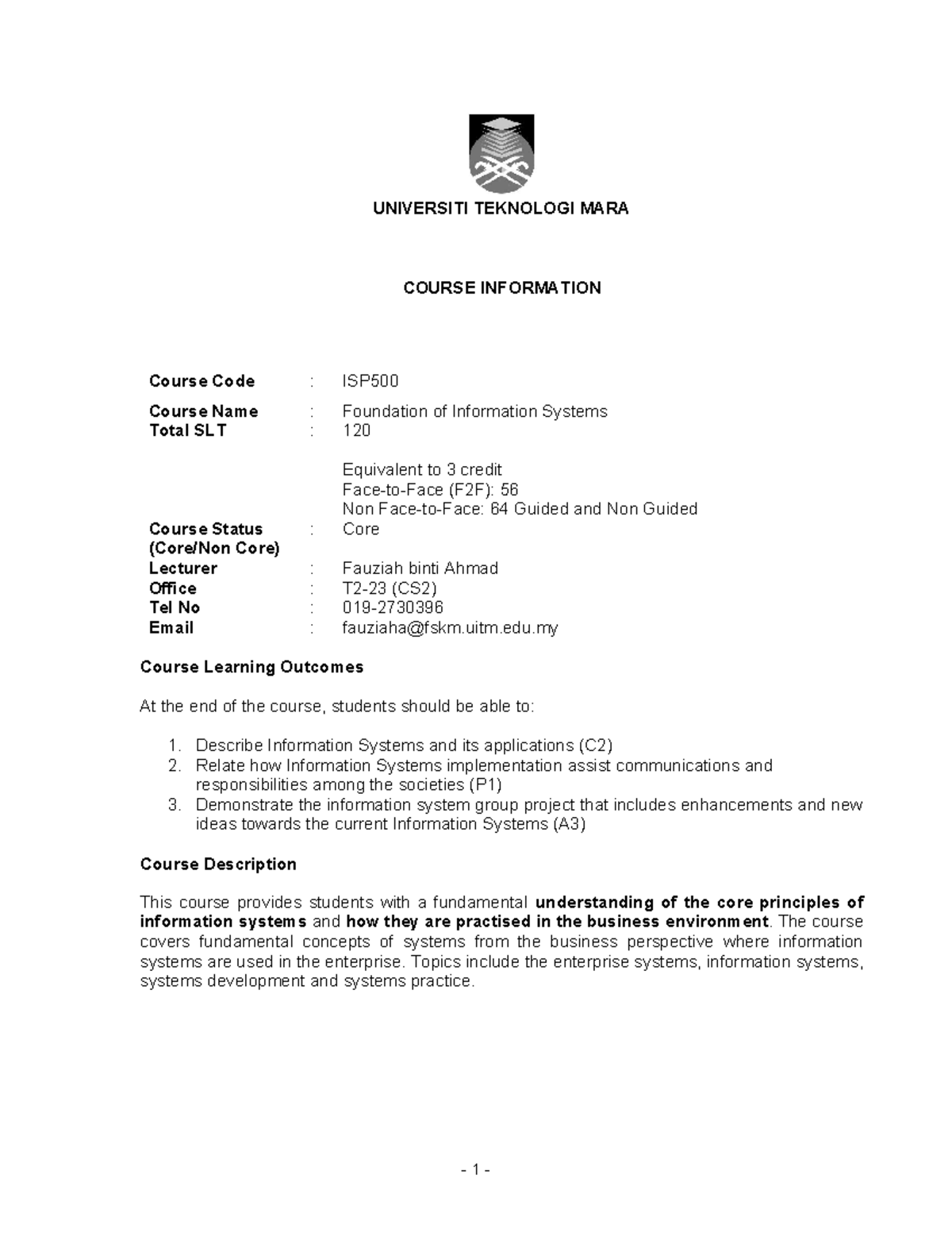 ISP500 Scheme of Work: Foundation of Information Systems Overview - Studocu