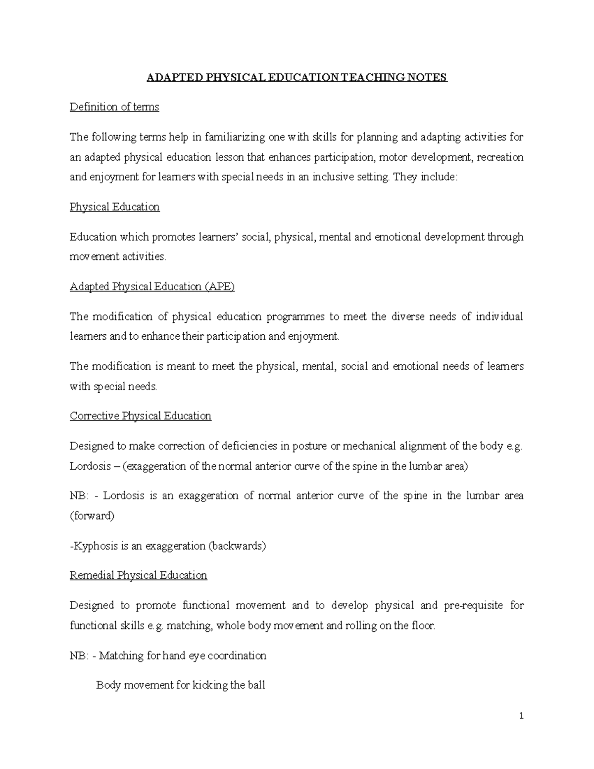 Adapted Physical Education Teaching Notes: Key Concepts and Strategies ...