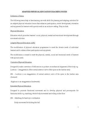 PHE Notes BY Yegon - DIPLOMA IN PRIMARY TEACHER EDUCATION (DPTE ...