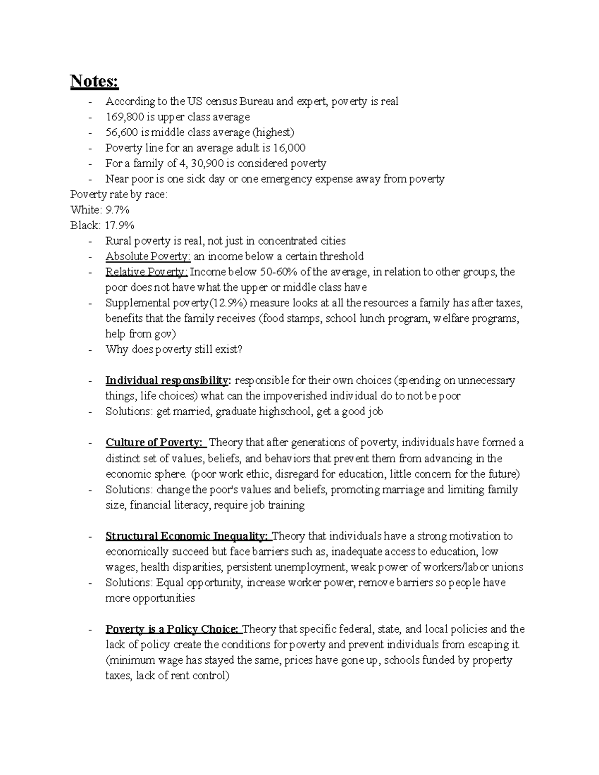HIST 101: Does Poverty Exist? Comprehensive Notes on Economic ...