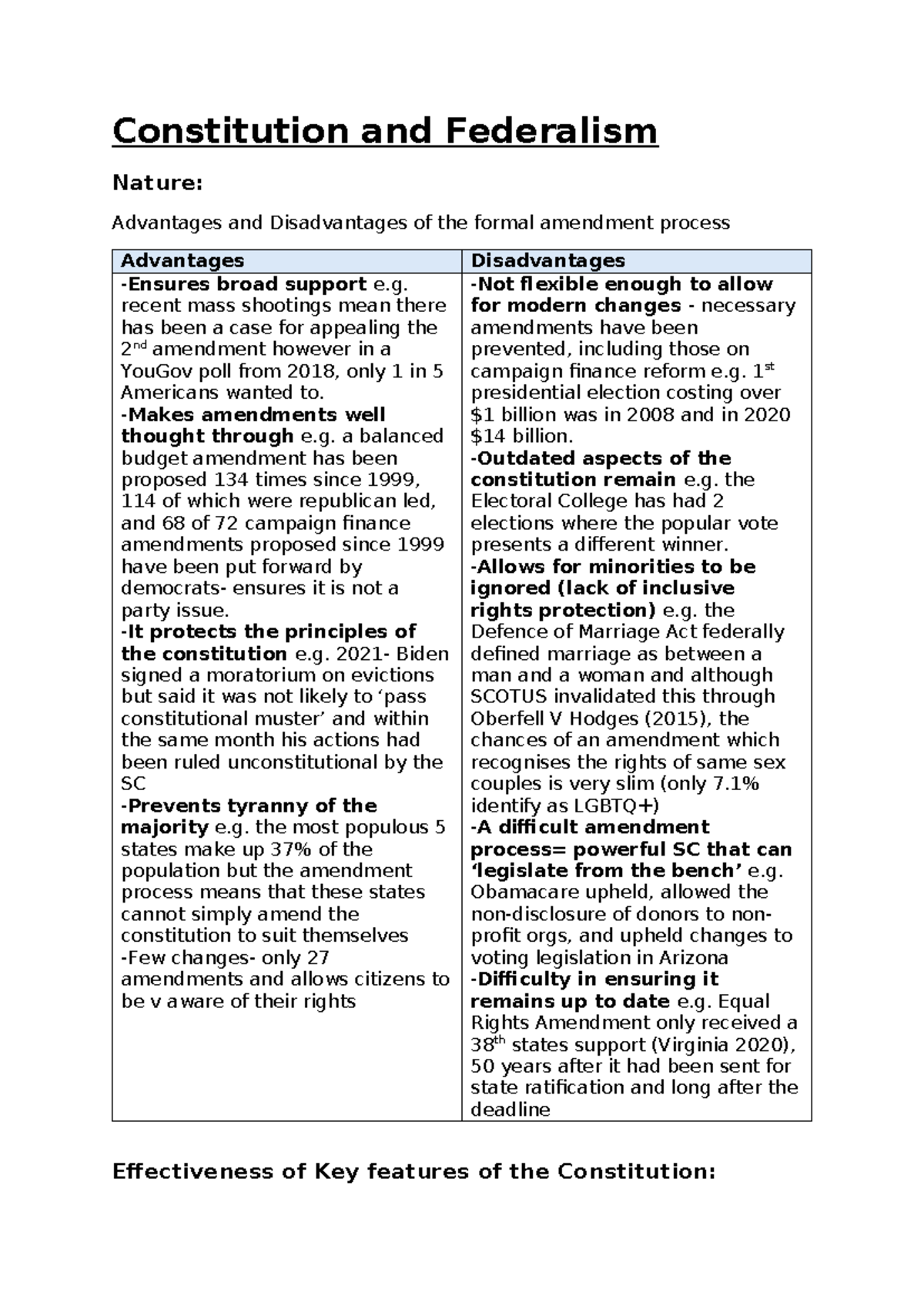 US Politics: Examining Federalism, Amendments, and Constitutional ...