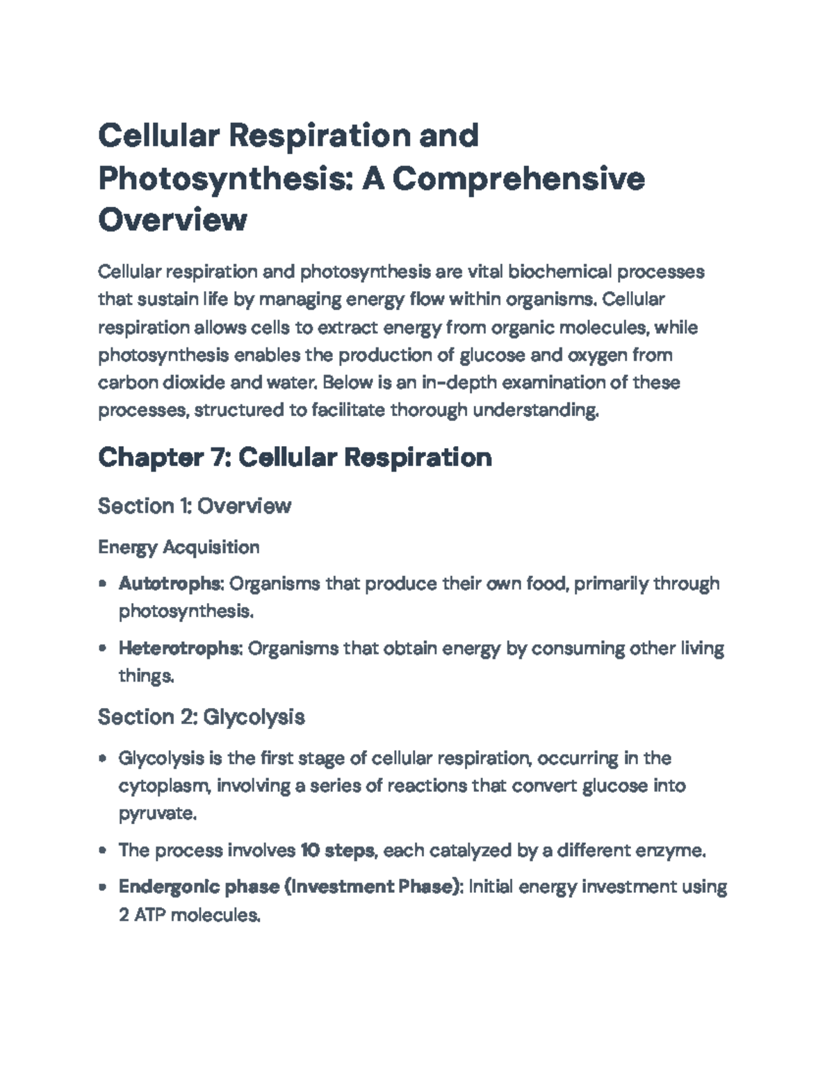 Comprehensive Overview of Cellular Respiration & Photosynthesis ...