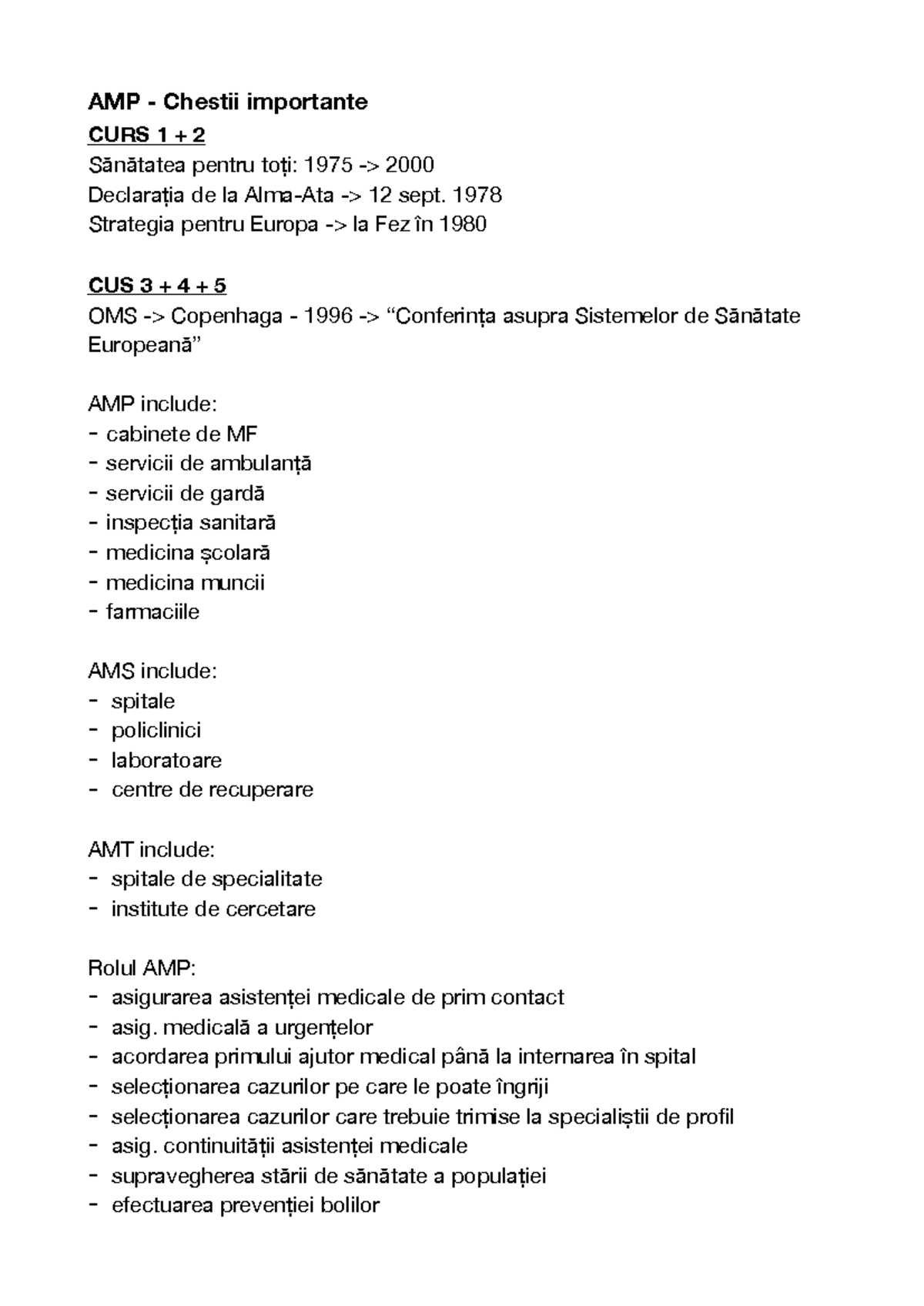 AMP Curs 1: Aspecte Cheie în Sănătatea Publică și Asistența Medicală ...