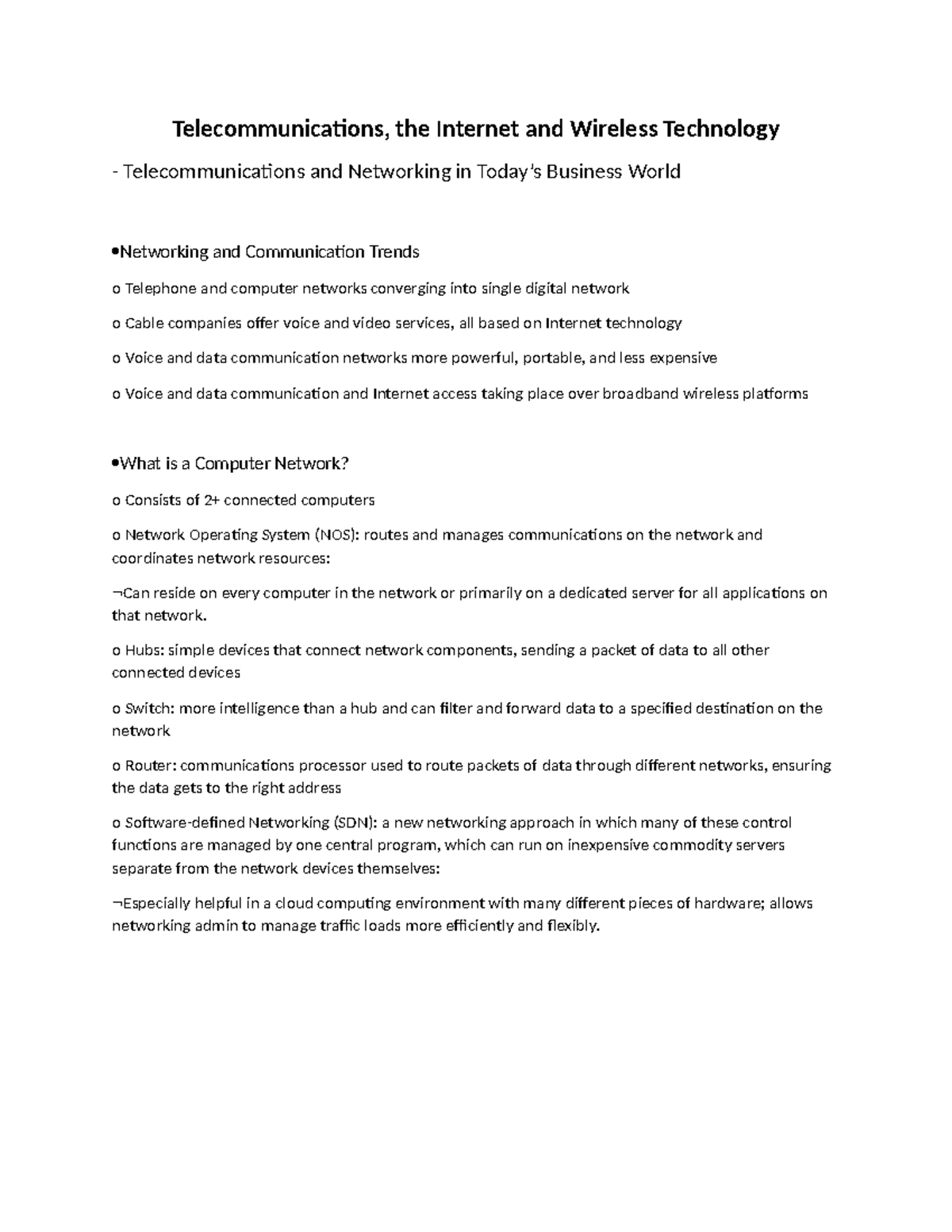 Telecommunications - practice q - Telecommunications, the Internet and ...