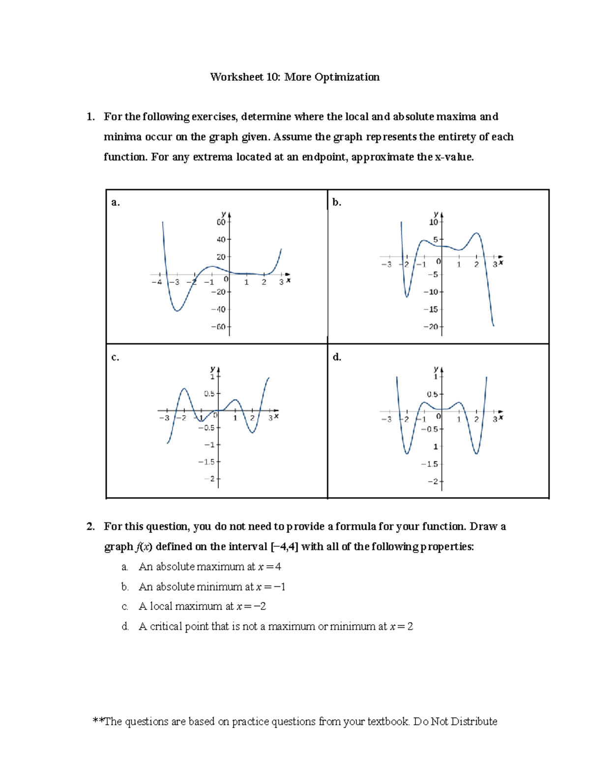 MATA29 FSG - Worksheet 10 More Optimization - Worksheet 10: More ...