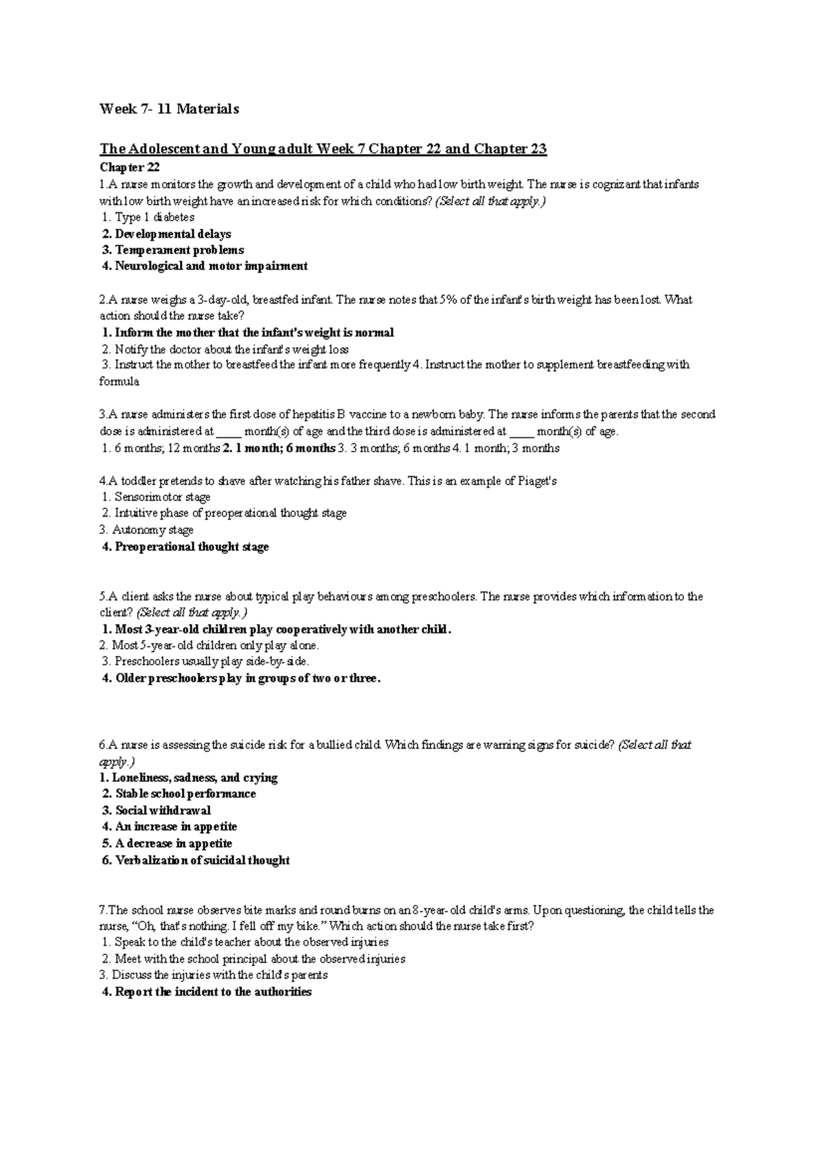 PNH 101 Final Exam Study Guide: Growth & Development in Nursing - Studocu