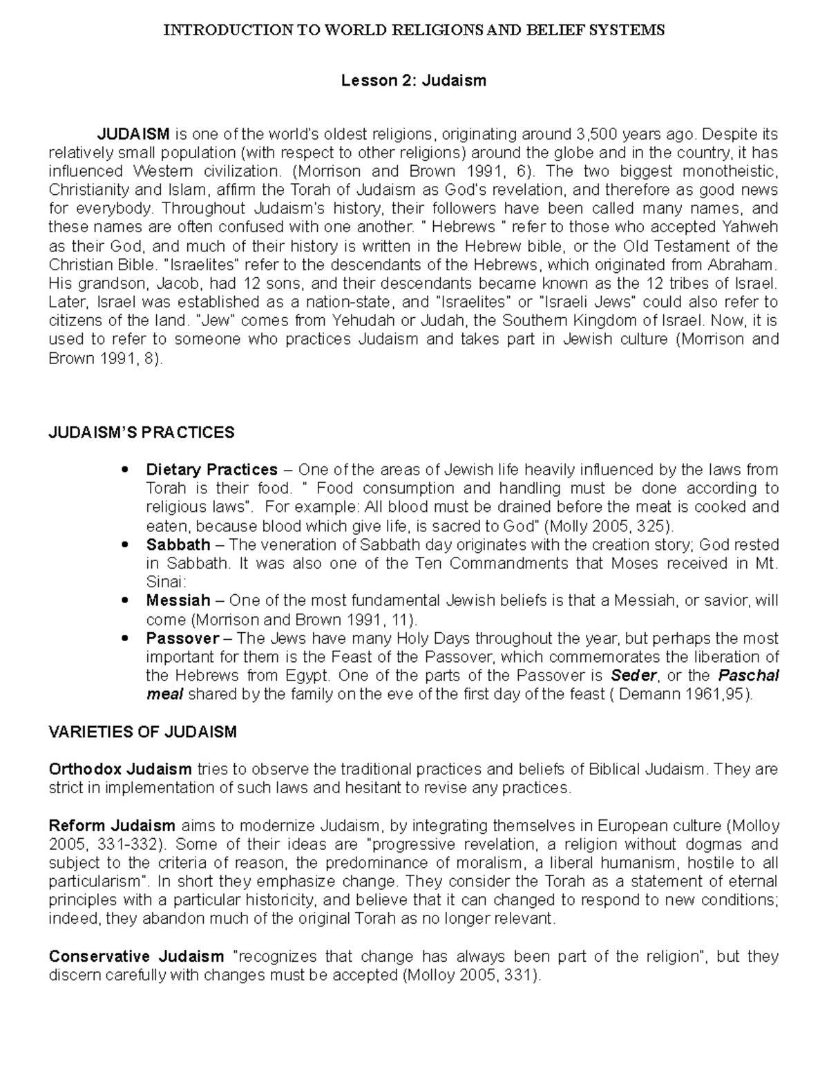Lesson 2: Judaism in World Religions & Belief Systems (WRBS 101) - Studocu
