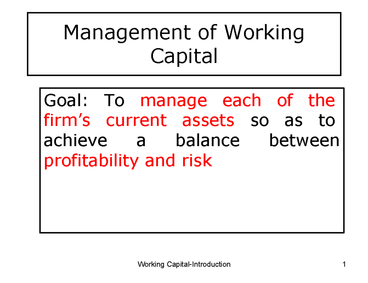 Chapter 3 - Working Capital Management Lecture Notes - Studocu