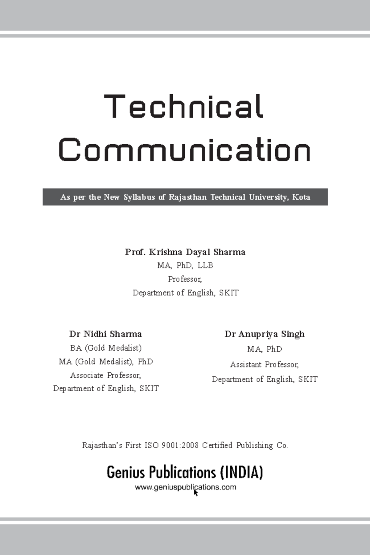Technical Communication Syllabus: RTU Course Overview and Guidelines ...
